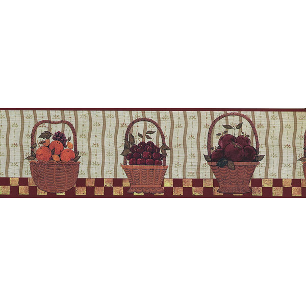 August Grove® Alaida Baskets Fruits 15' L x 9.75" W Wallpaper Border ...