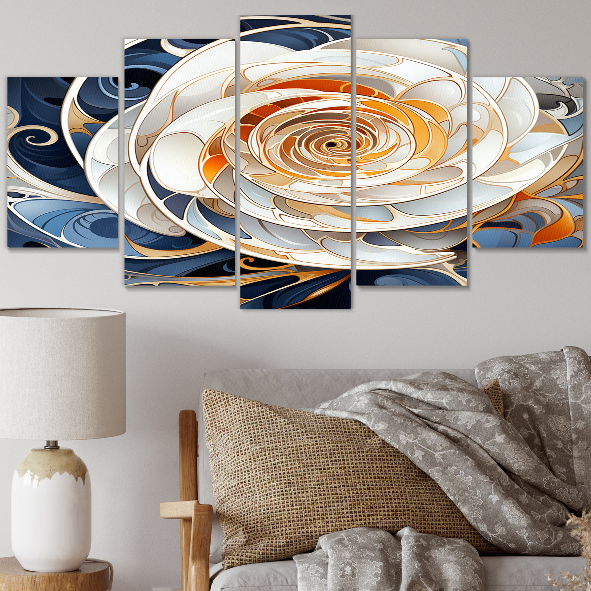 Mercer41 Electrifying Vibrant Fact Flowers - Abstract Botanicals Canvas Art Print - 5 Panels ...