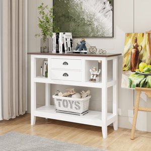 Winston Porter Console Table Sofa Table With Storage Drawers And ...