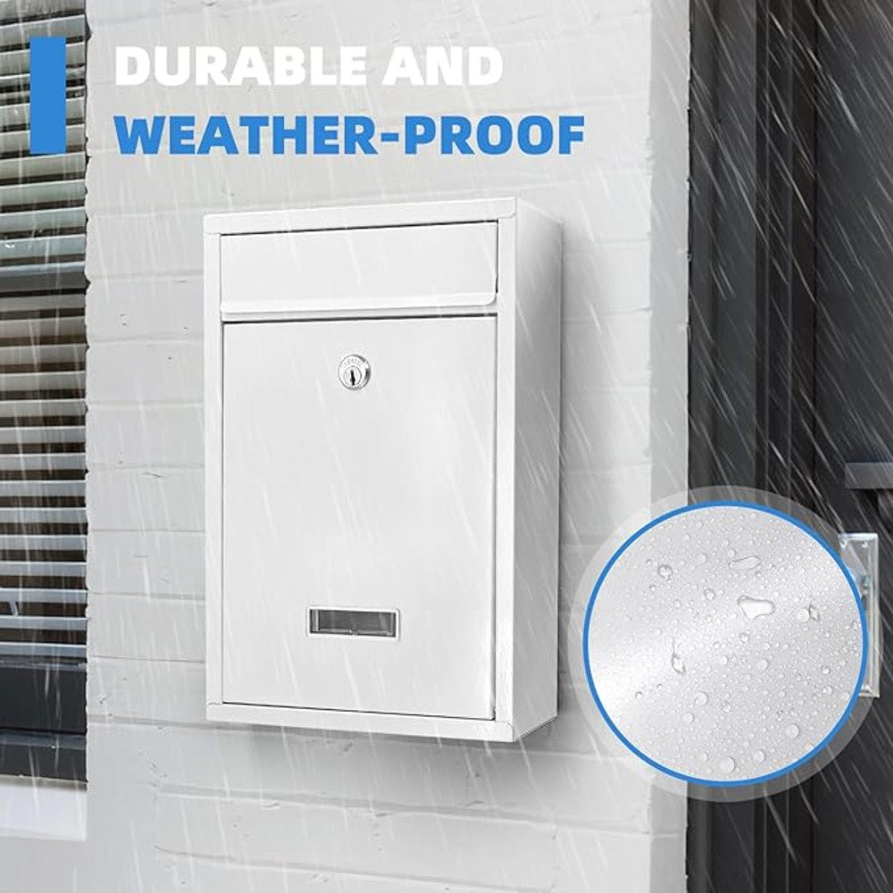 Invenitiah Mailbox Wall Mounted, Key Lock Mail Boxes Outdoor, 3.3" D X ...