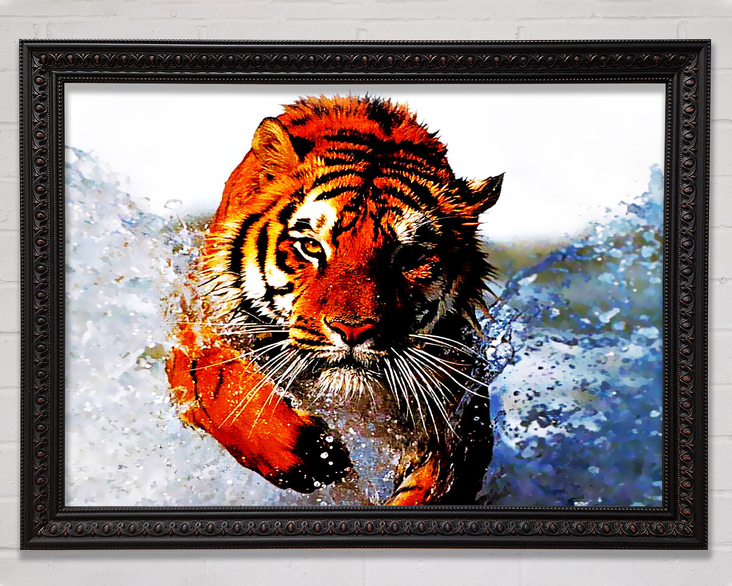 Bright Star Tiger Running In Water - Single Picture Frame Art Prints ...