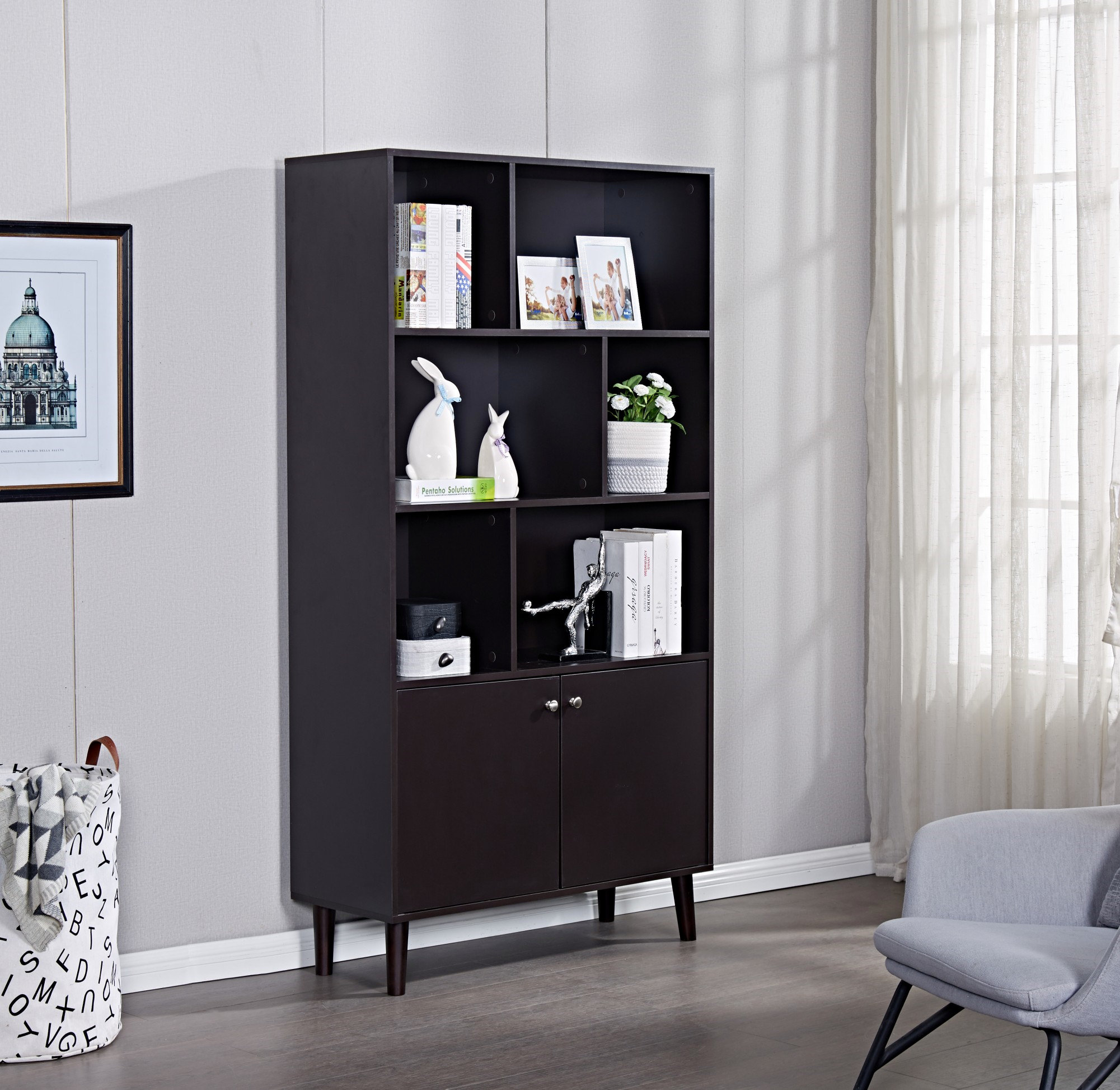 Corrigan Studio® Bookcase, Bookshelf With Doors, Bookcase With Storage ...