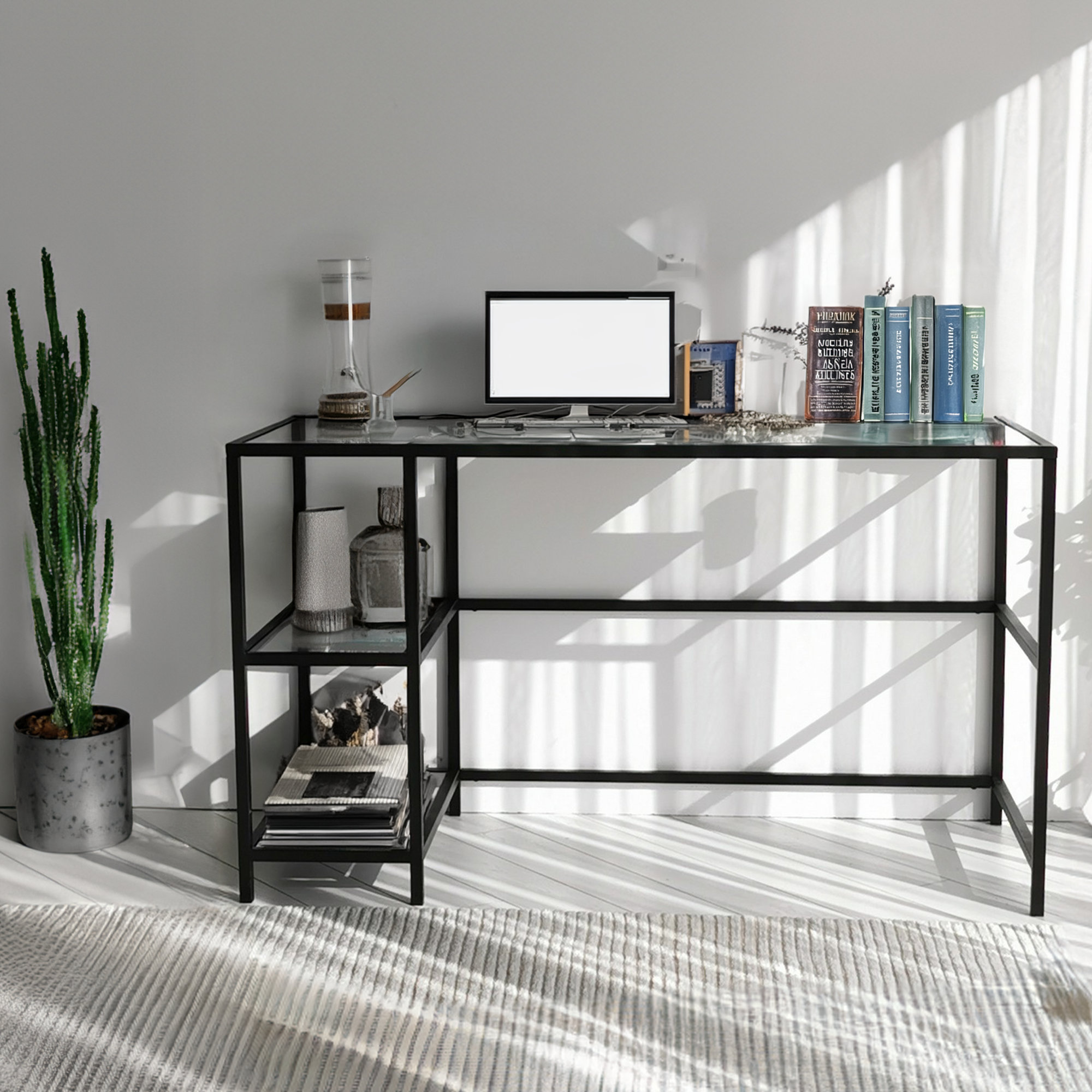 SpiritHome 51.18'' W Rectangle Computer Desk | Wayfair