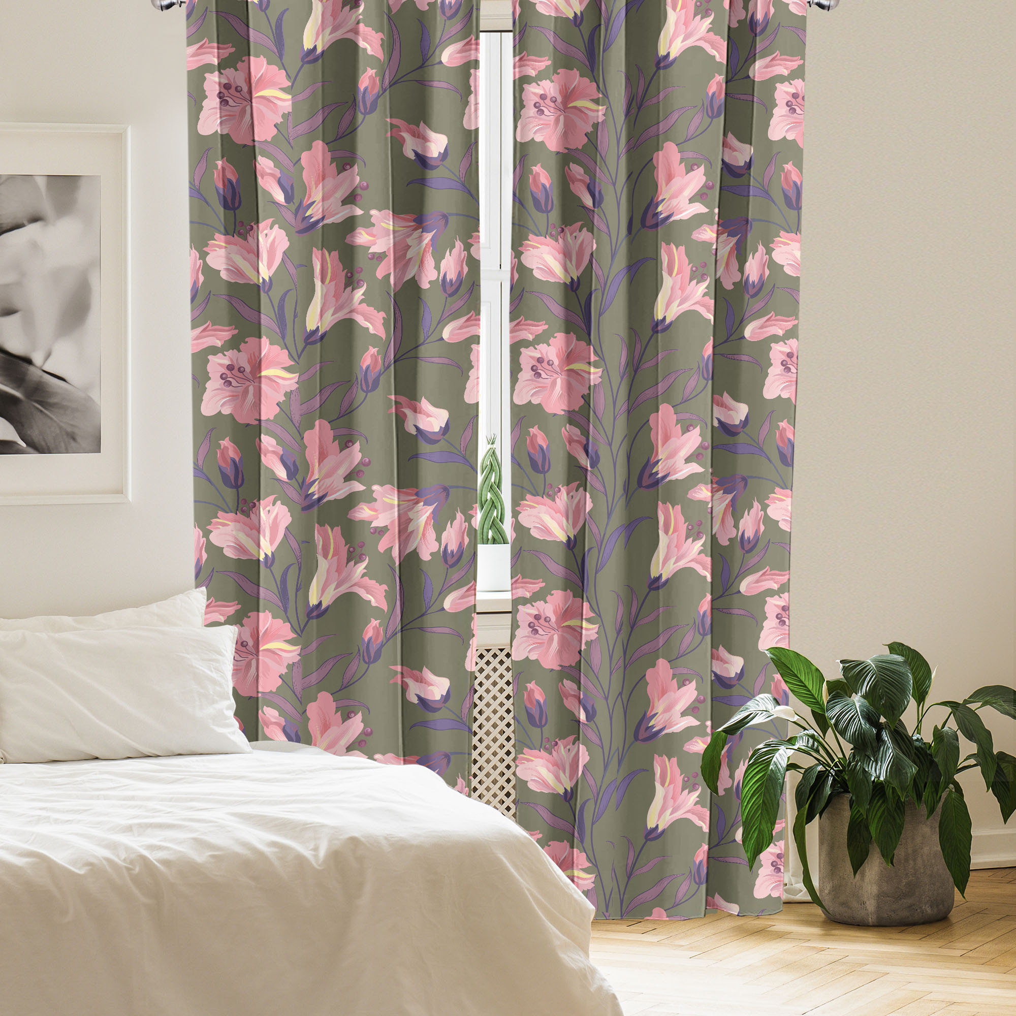 East Urban Home Lily Flowers Curtains Fantasy Floral Retro-425062 | Wayfair