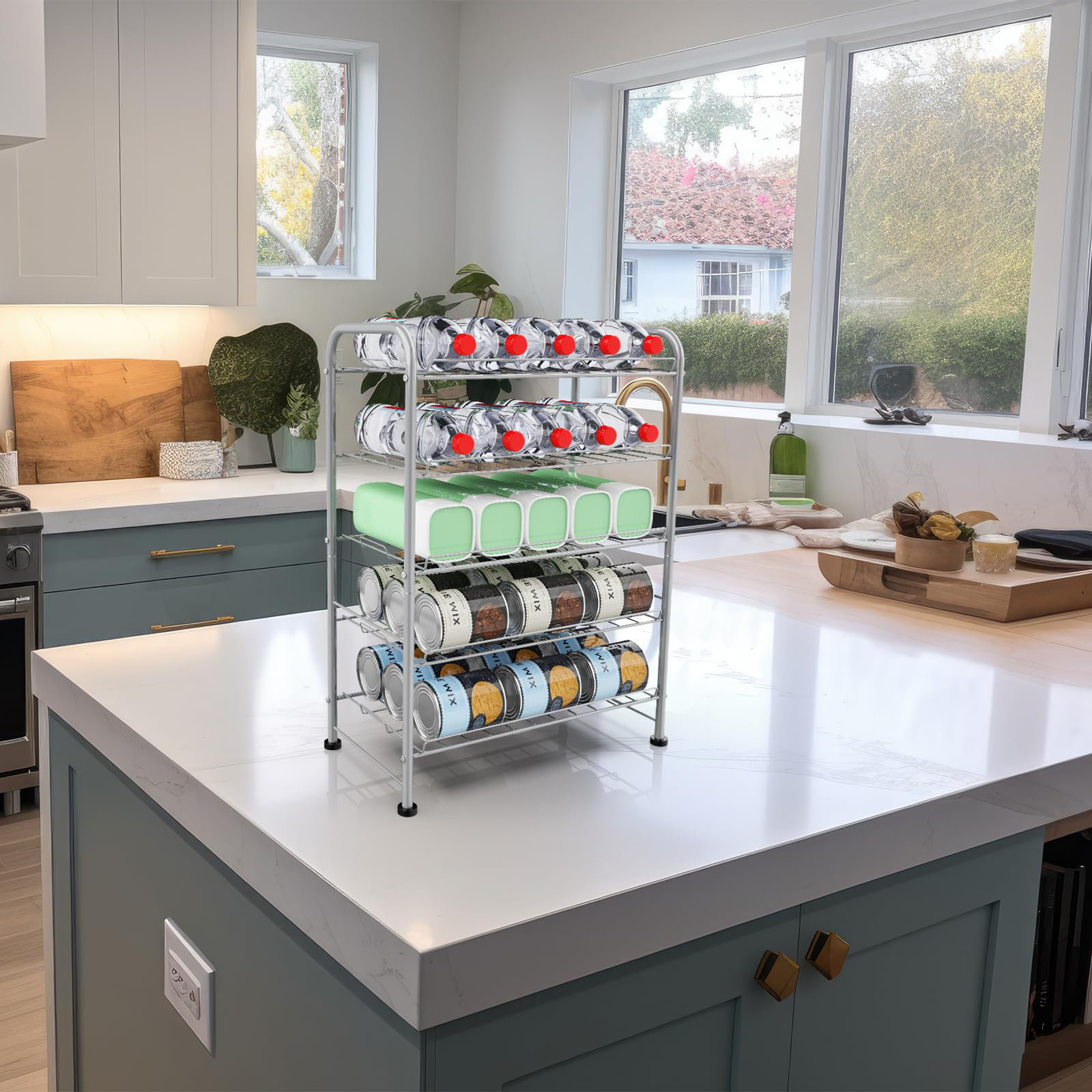 Rebrilliant Water Bottle Holder Organizer 5 Tier Water Bottle Storage ...