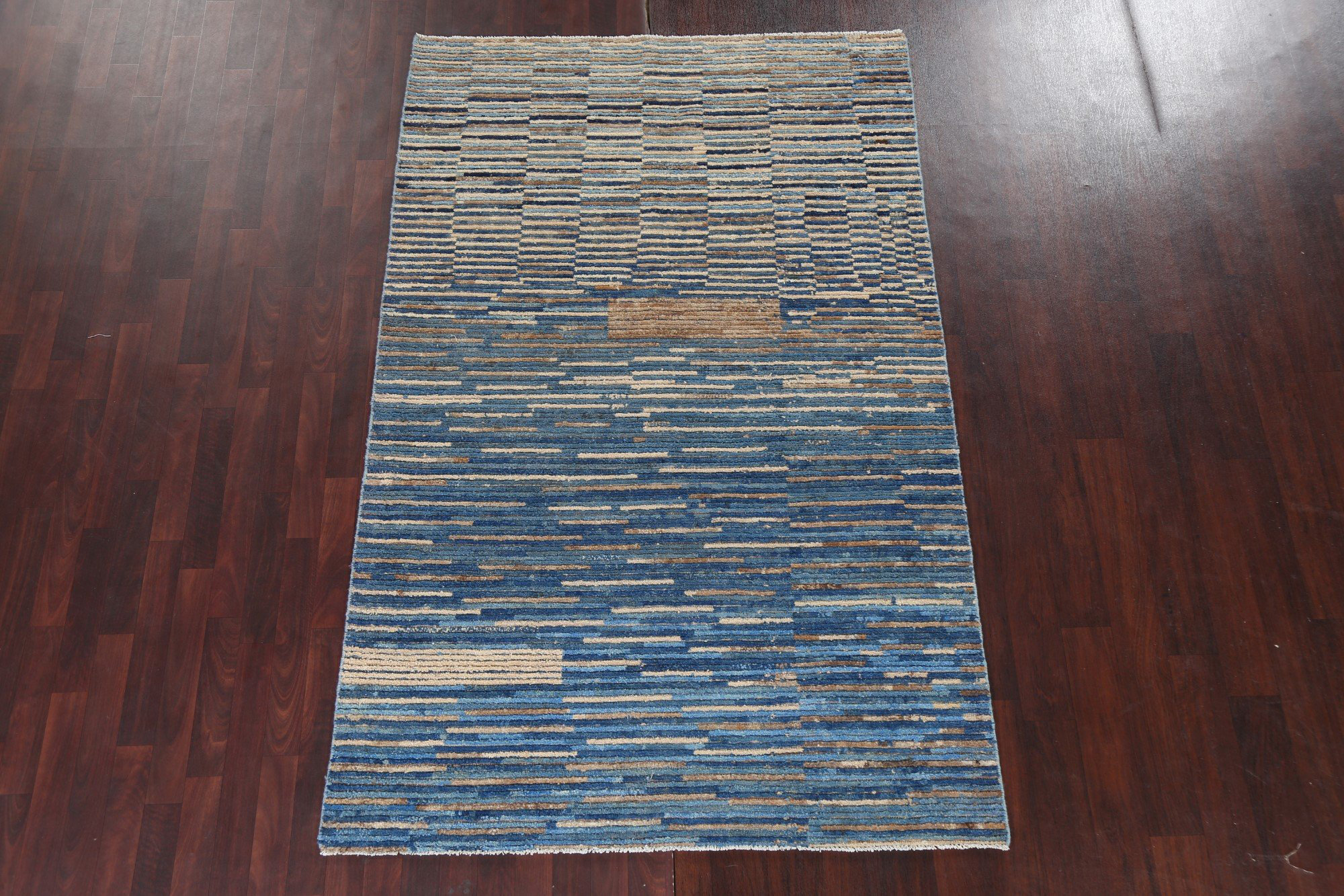 Isabelline Holcroft Striped Blue Gabbeh Kashkoli Oriental Area Rug Hand ...