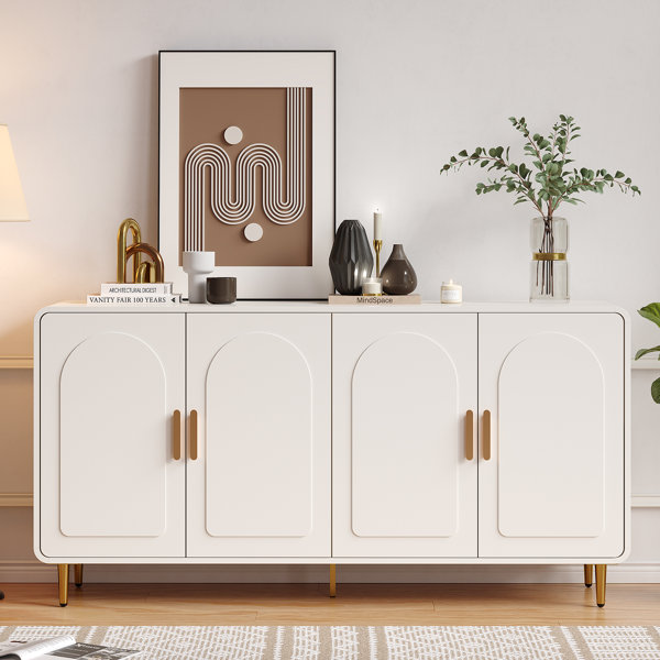Mercer41 Modern 64" Sideboard With Rounded Edges, Curved Design Buffet ...