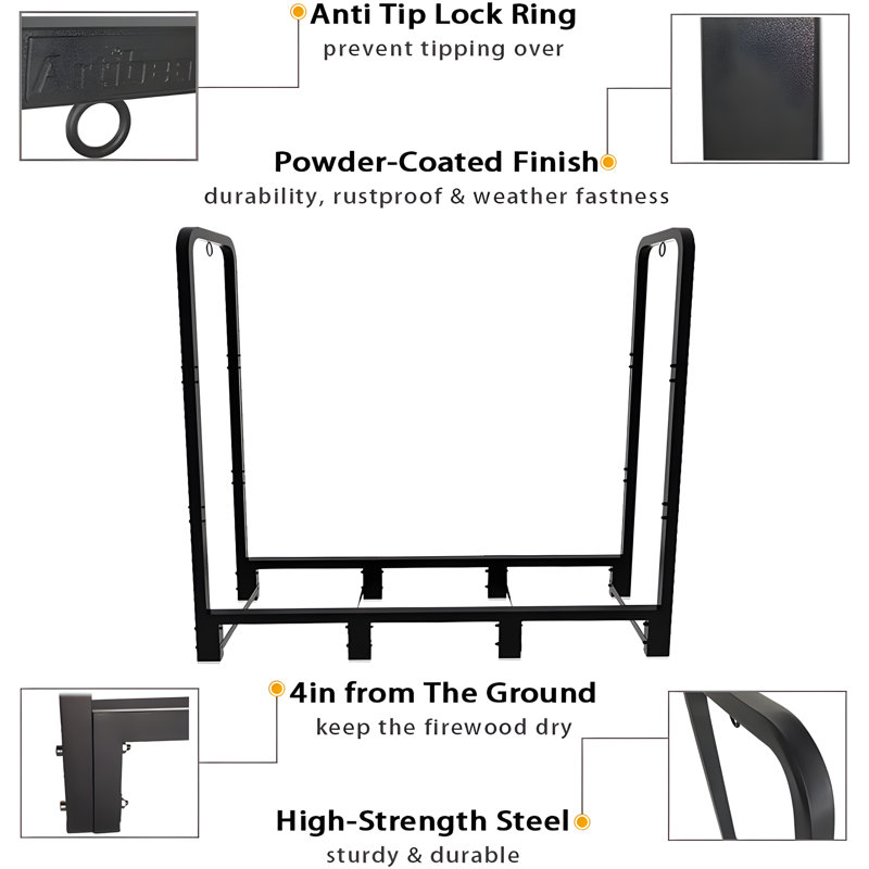 COAHAHA Heavy Duty Log Caddy With Pneumatic Wheels, Steel Construction ...