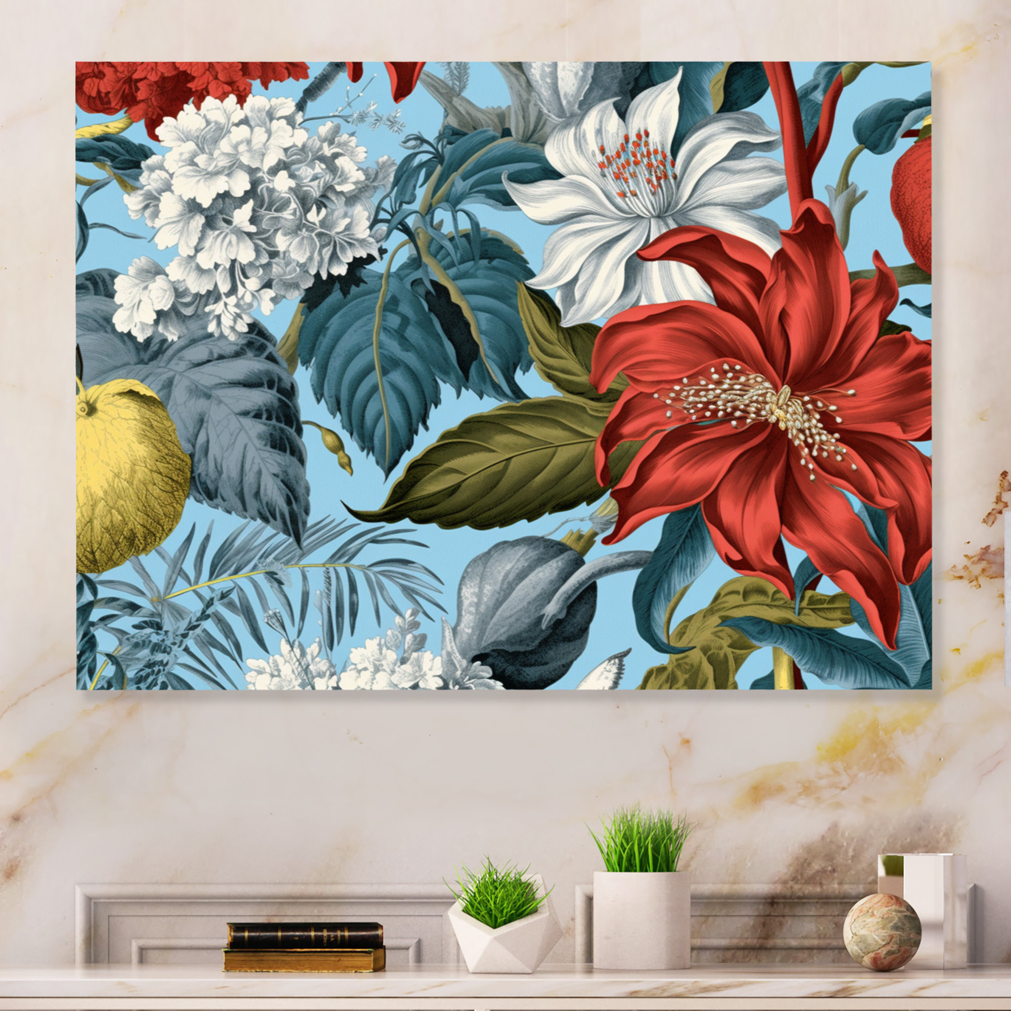 Bay Isle Home™ Red Green Lily Impressions - Lilies Metal Art Print ...