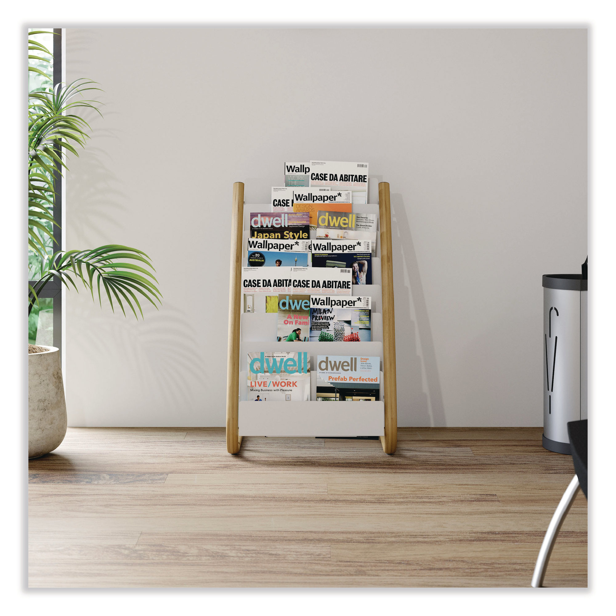 Alba Literature Floor Display Rack White/Woodgrain - Wayfair Canada