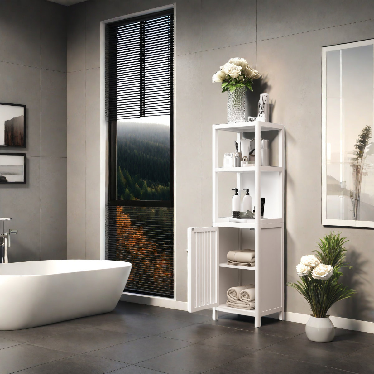 Latitude Run® Sebuh Farmhouse Tall Corner Bathroom Cabinet, Free ...