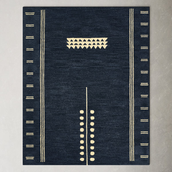 Sameer Geometric Handmade Tufted Wool Navy/Sand Area Rug & Reviews ...