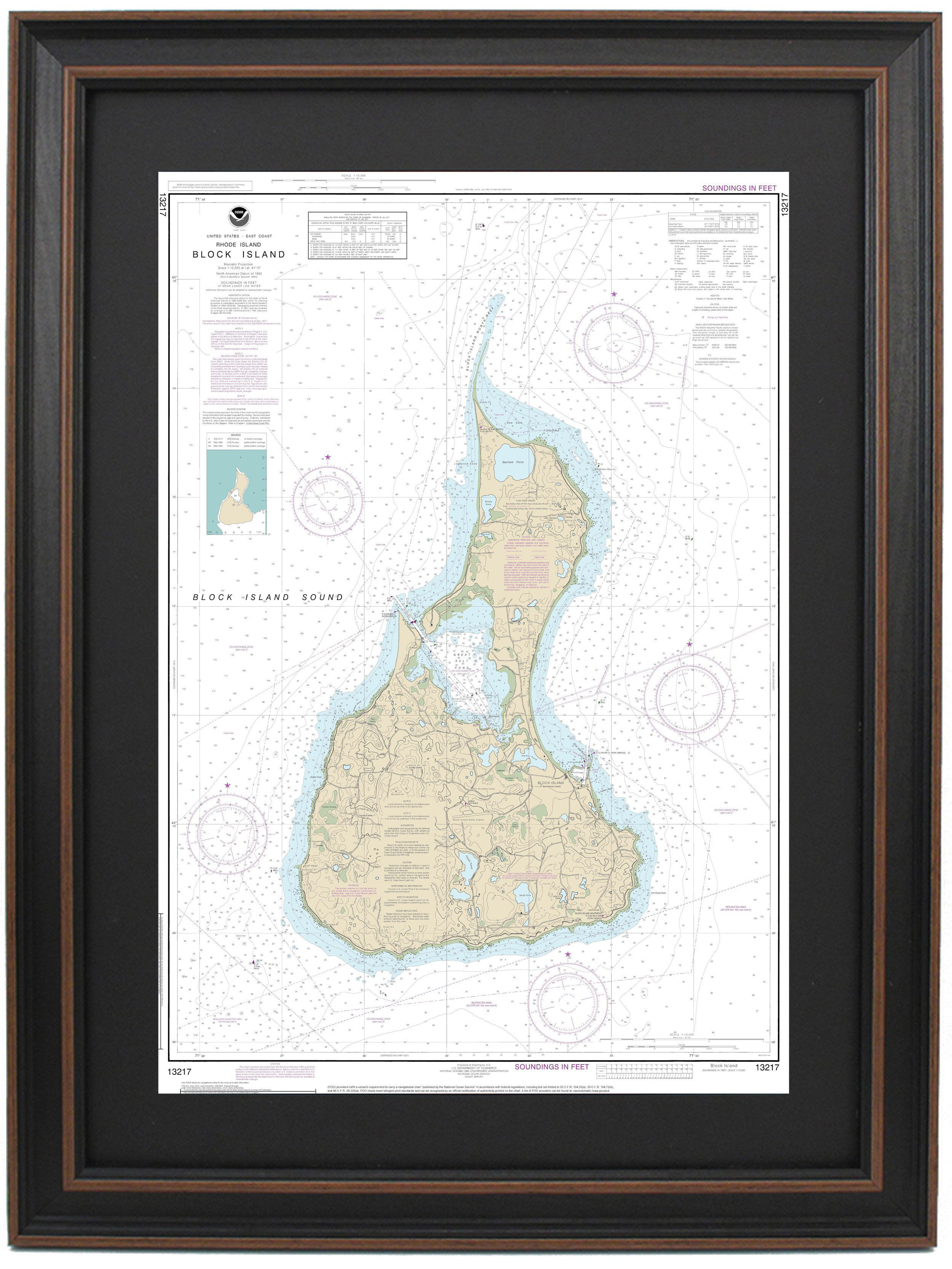 Longshore Tides Block Island | Nautical Chart | Framed Print | Wayfair
