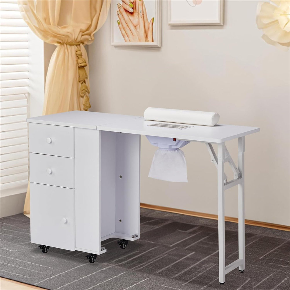 Hokku Designs Foldable Manicure Table Nail Table For Nail Tech | Wayfair