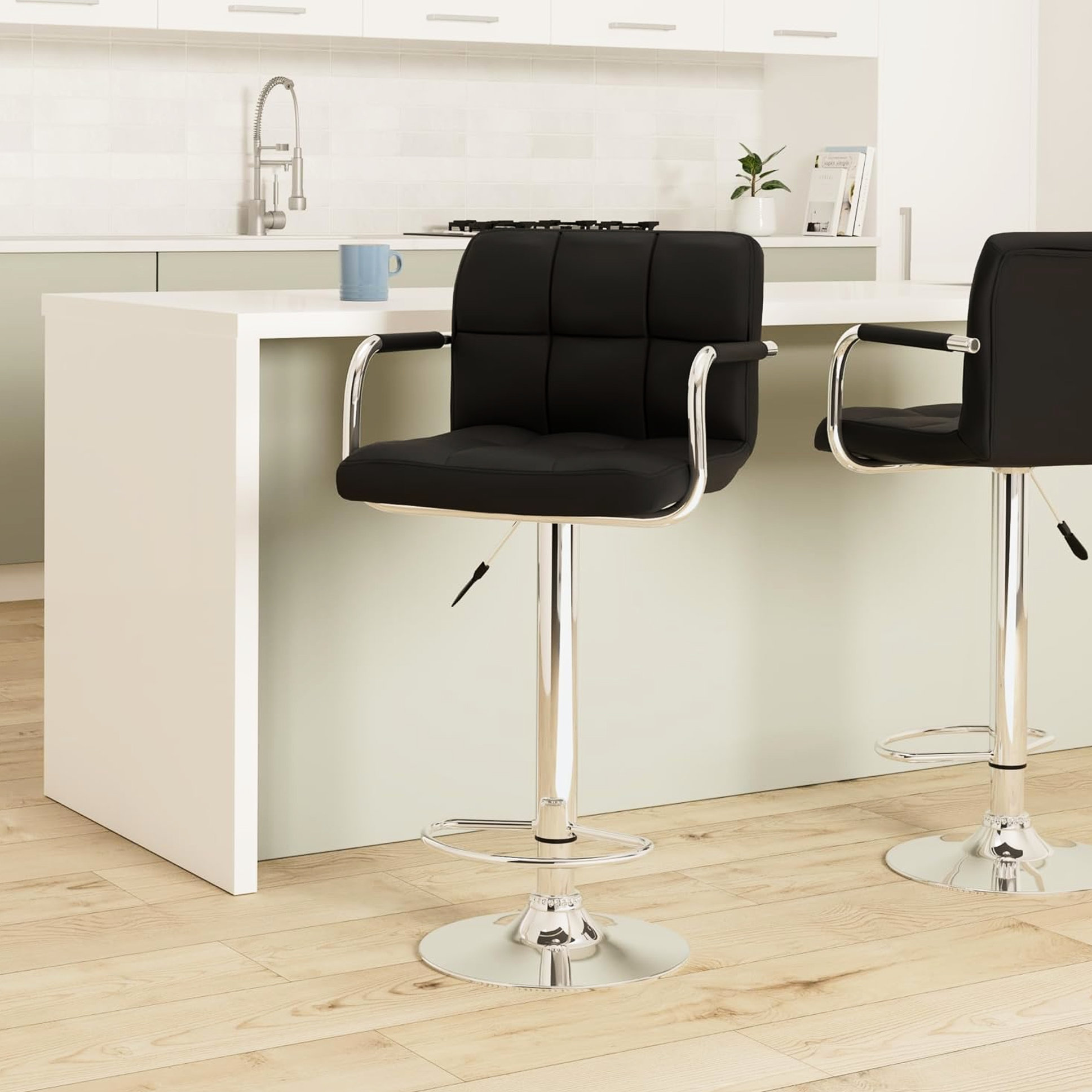 Latitude Run® Black Contemporary Adjustable Swivel Bar Stool With ...