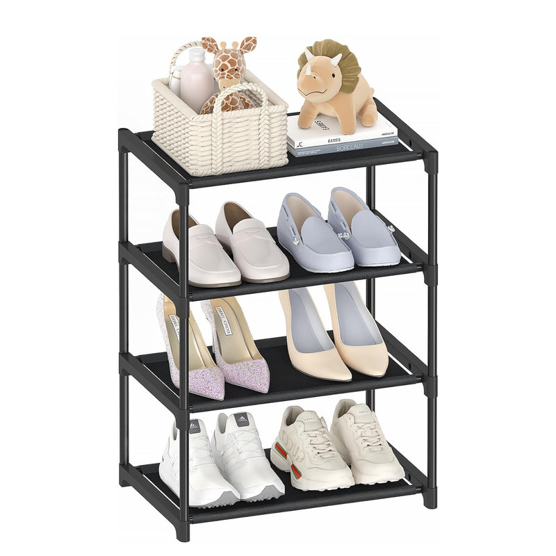17 Stories 4 Tier Small Shoe Rack,Narrow Stackable Shoe Storage ...