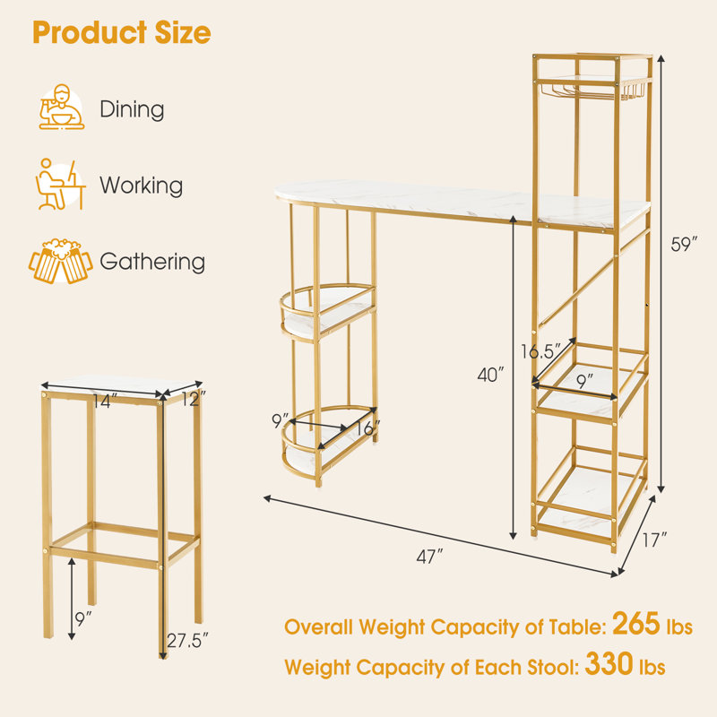 Mercer41 Zavian 47'' Bar Set | Wayfair