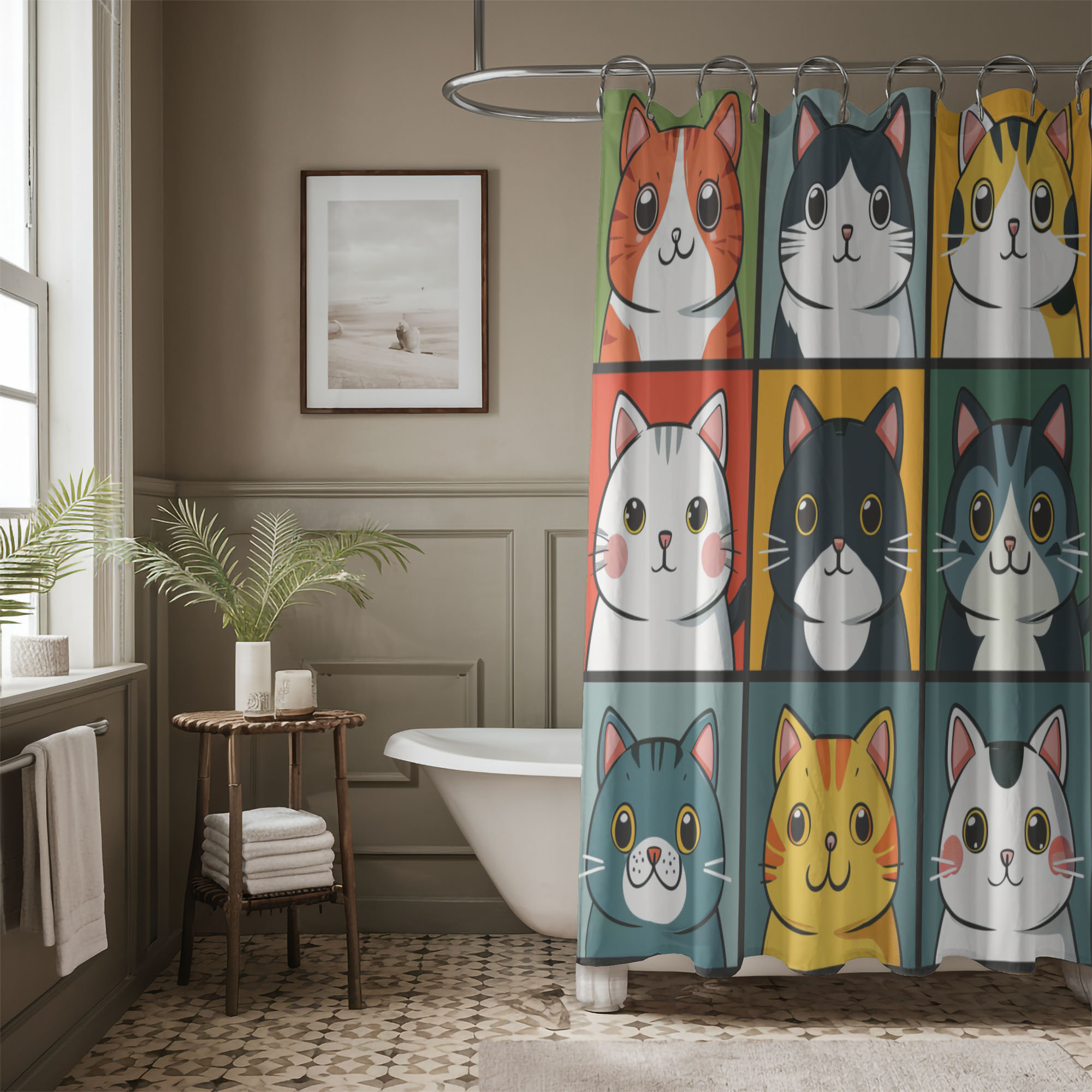 East Urban Home Adorable Cats - Premium Shower Curtain | Wayfair