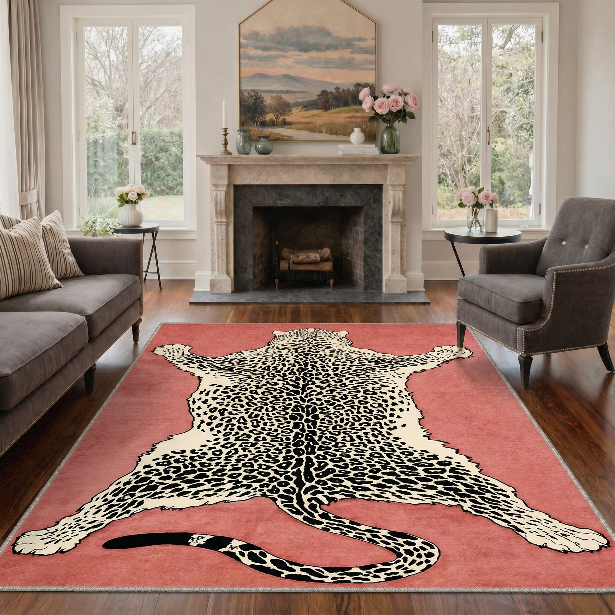 Mercer41 Talon Animal Print Machine Washable Red / Beige / Black Indoor ...