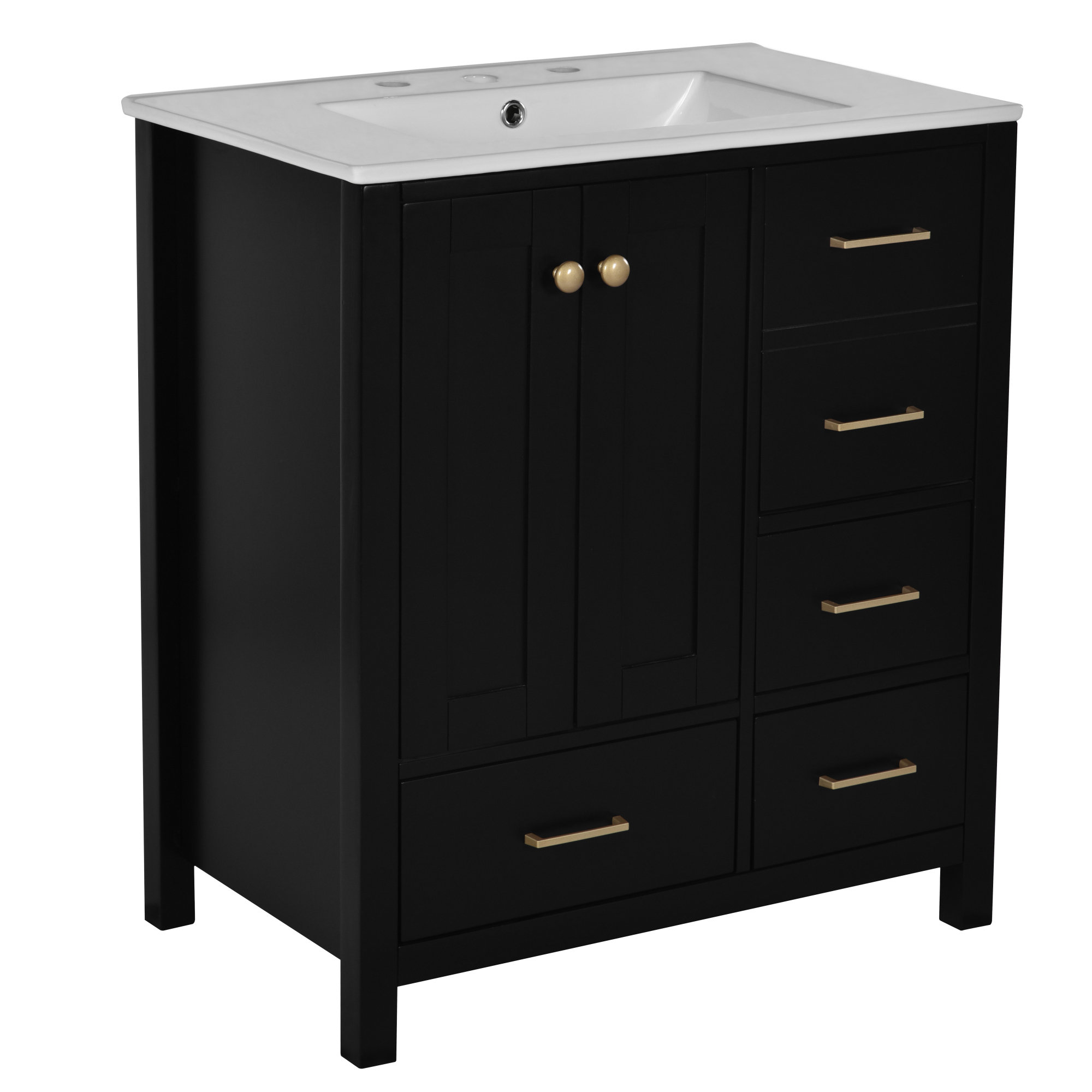 Ebern Designs " black bathroom vanity set: solid wood frame with resin ...