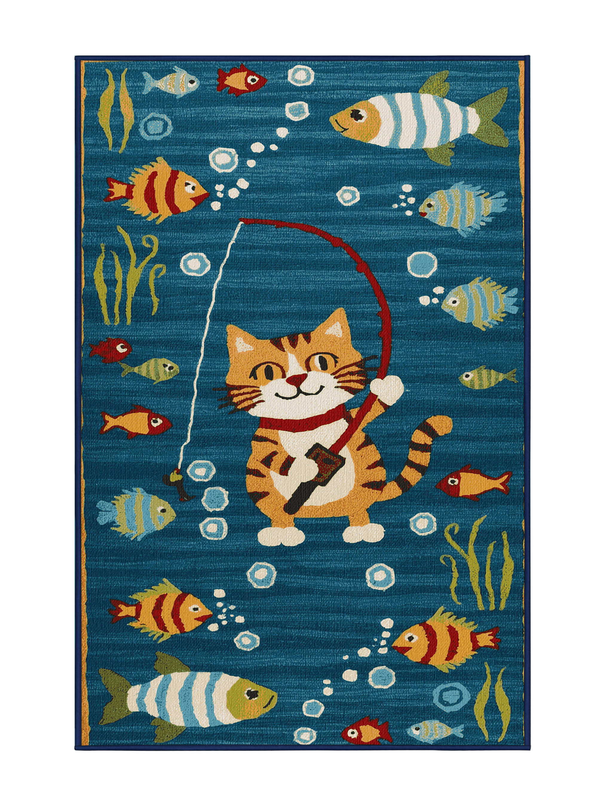 Longshore Tides Washable Fishing Cat Big Cats Area Rug | Wayfair