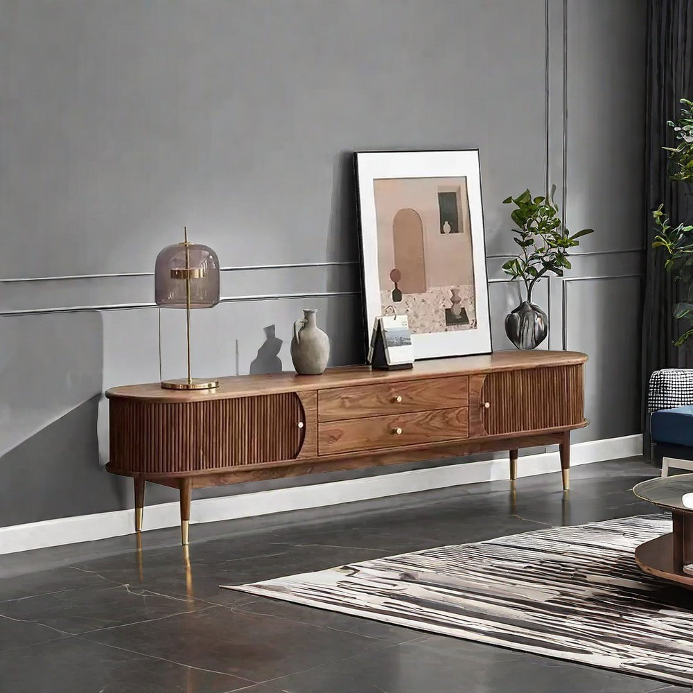 Creature B Comforts Easy to clean copper leg TV stand | Wayfair