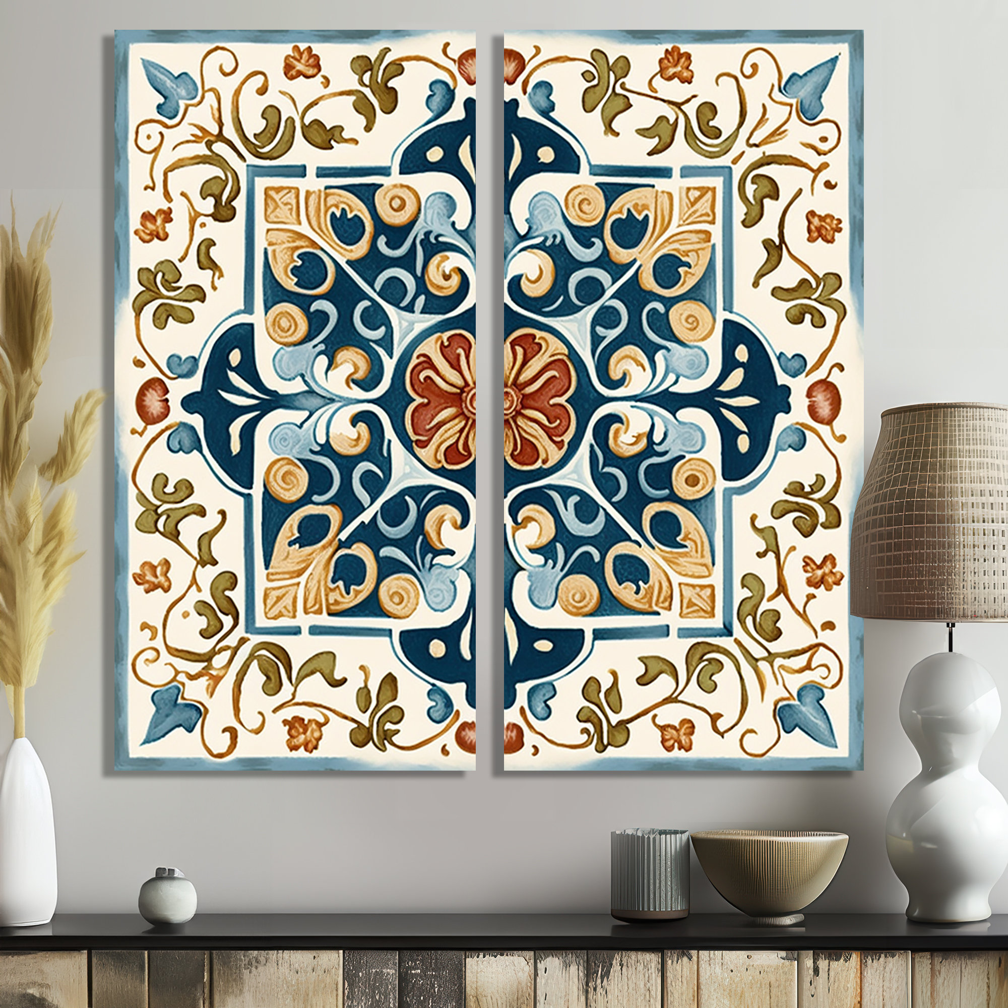 Bungalow Rose Mediterranean Tiles In Retro Blue VIII - Abstract Tile ...