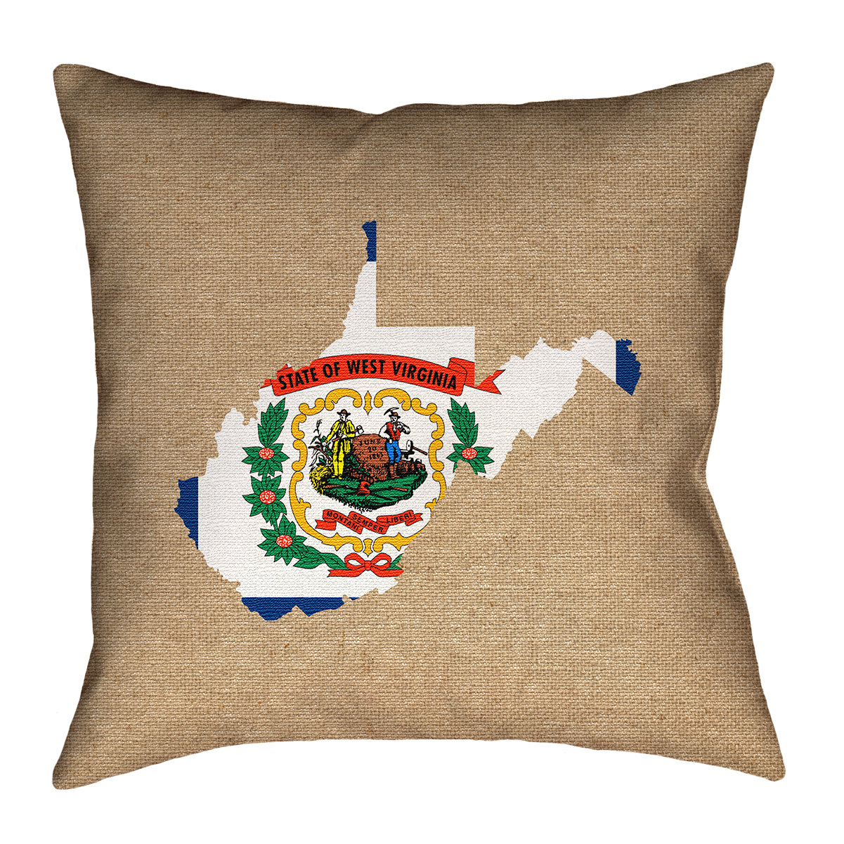 ArtVerse West Virginia State Flag Square Cotton Twill Pillow Cover ...