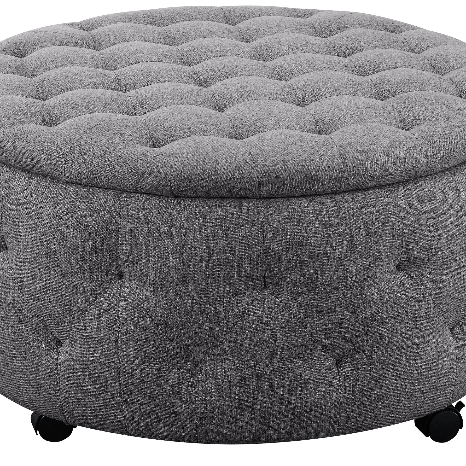 Latitude Run® Dark Grey Round With Reversible Tray And 4 Side Ottomans ...