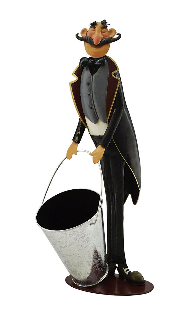 Fleur De Lis Living Happy Waiter with Large Pale Statue & Reviews | Wayfair
