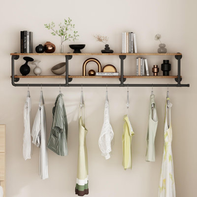 Wendes Kem 62.93'' Metal Wall Mounted Clothes Rack | Wayfair