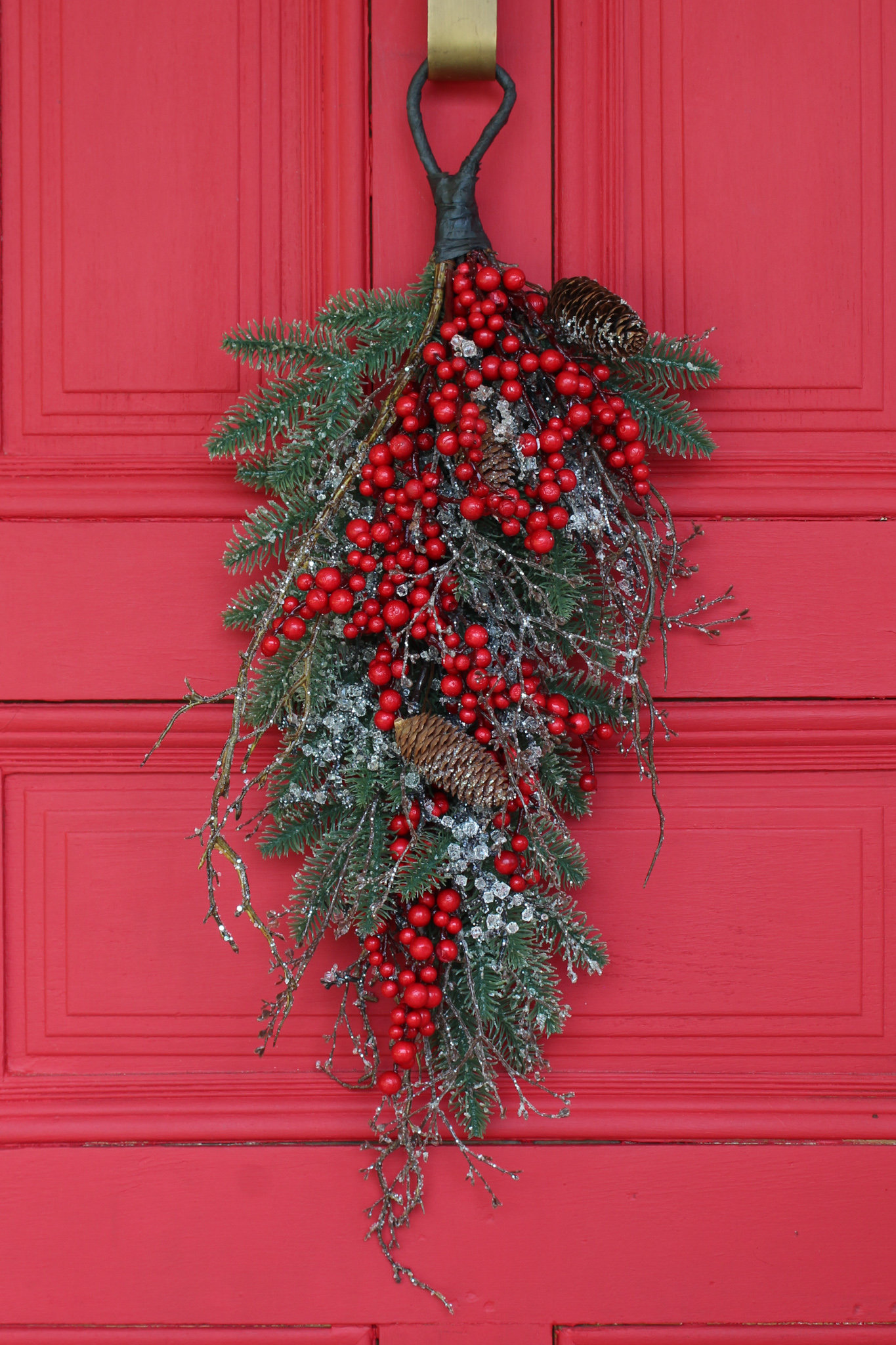 The Holiday Aisle® Iced Front Door Swag | Wayfair