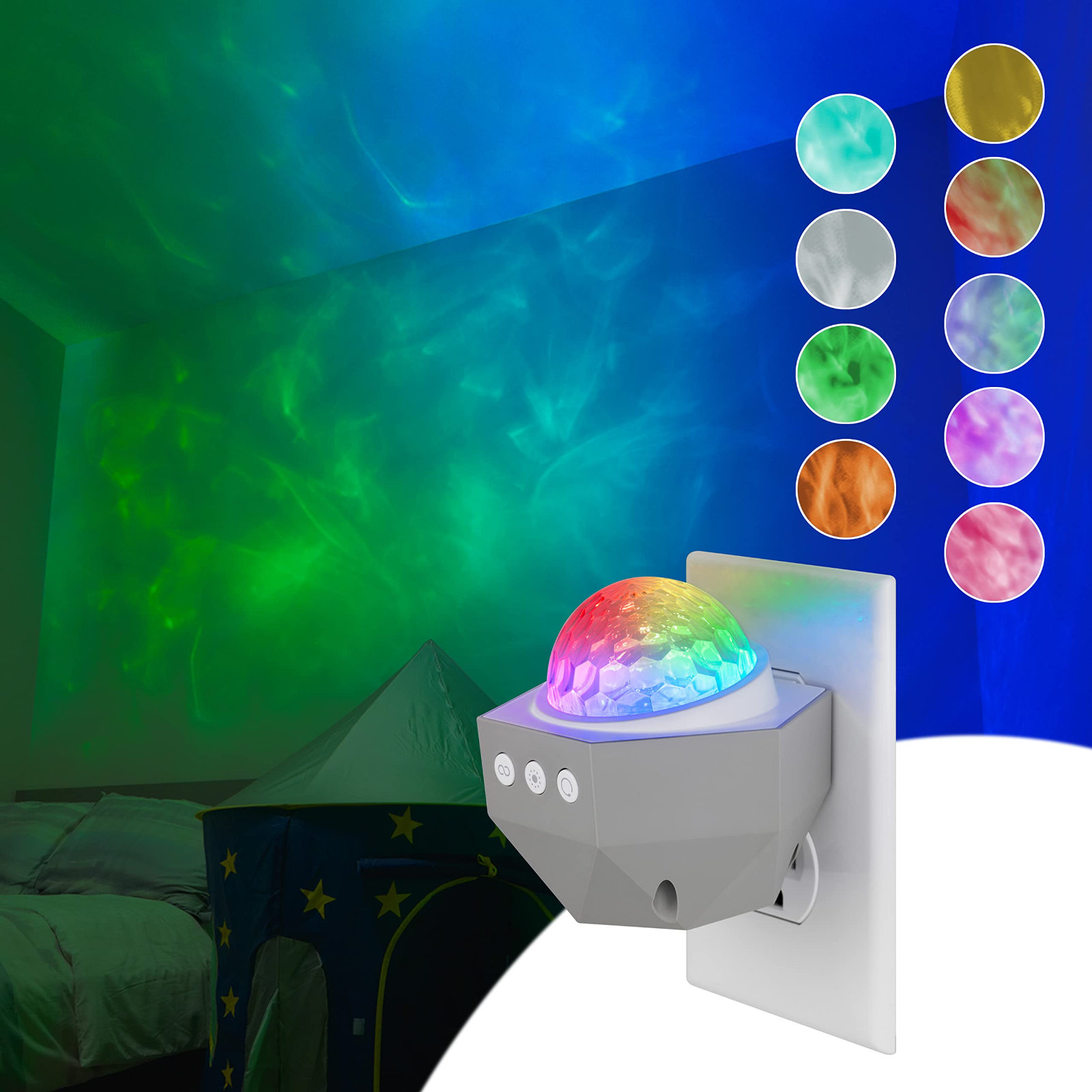 TULGIX Wall Plug-in Night Light with Space, Nebula, Aurora & Northern ...