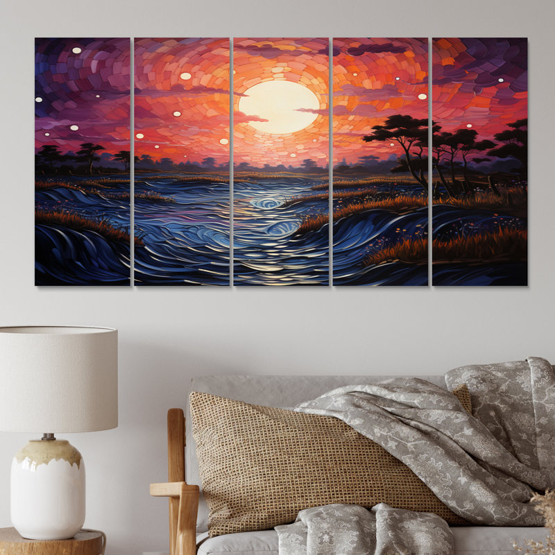 Millwood Pines Sunset Horizon Pointillism I On Canvas 5 Pieces Print ...