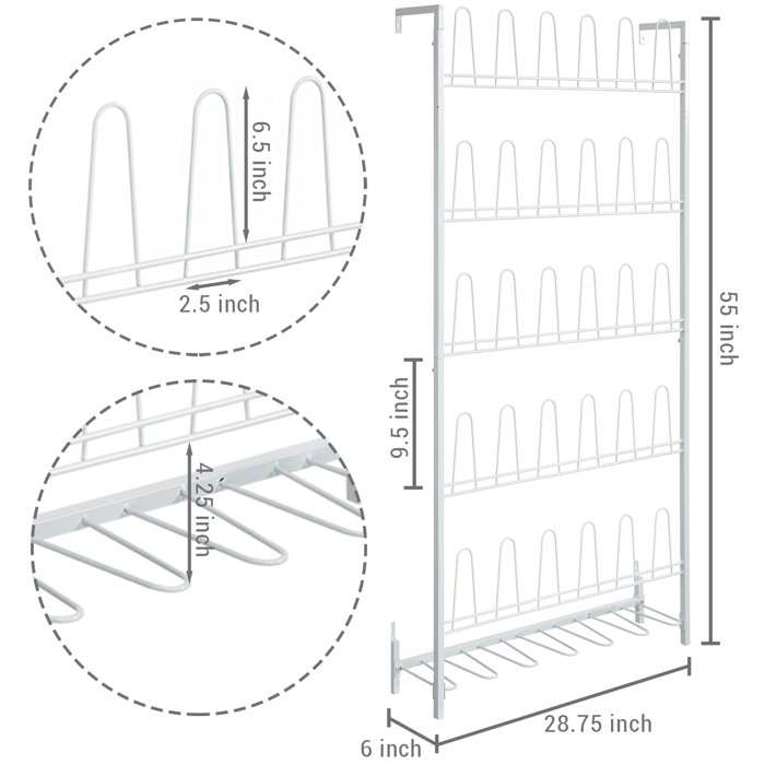 Rebrilliant Wall-Mounted 18-Pair Shoe Boot Rack & Reviews | Wayfair