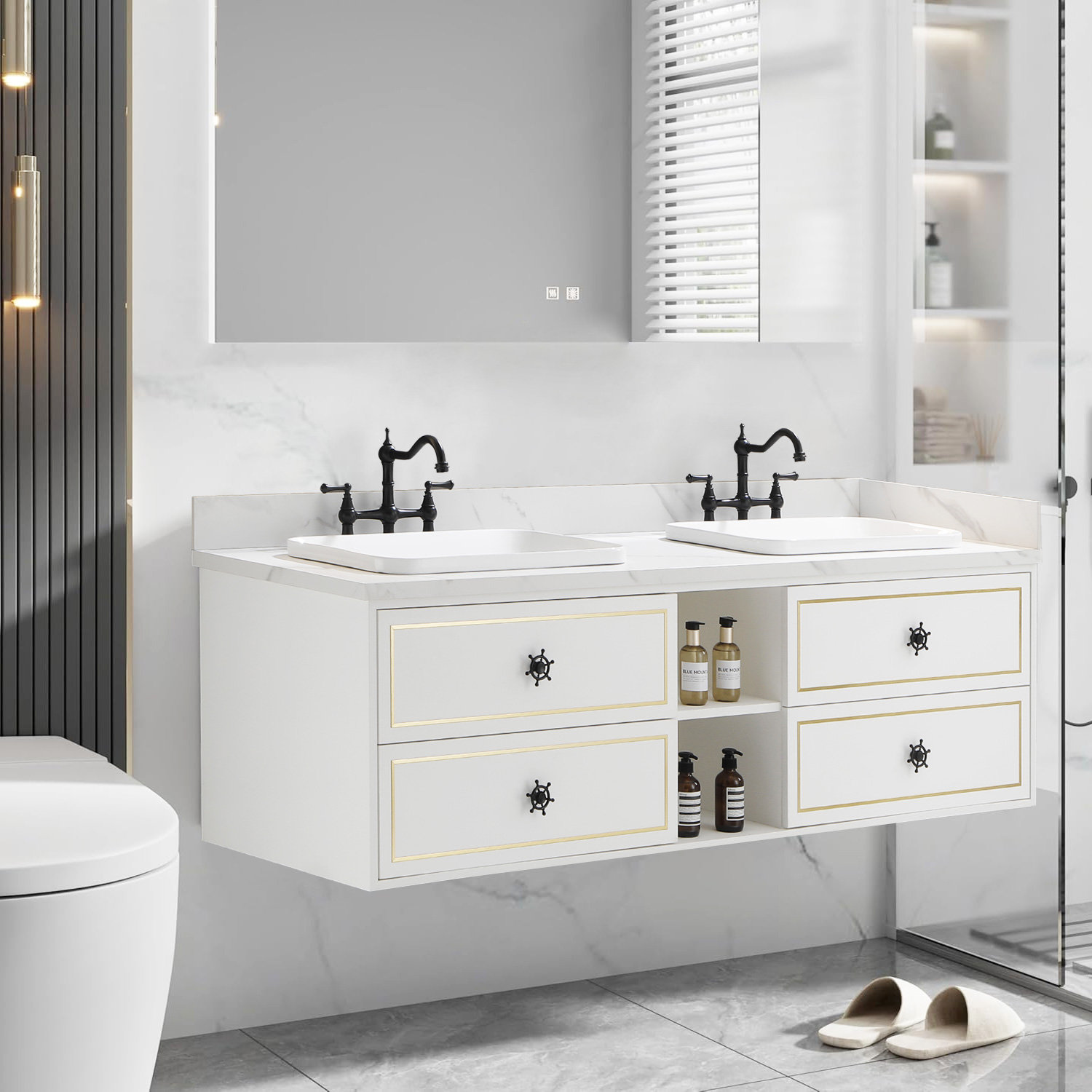 Breakwater Bay 60" Floating Bathroom Vanity With Sink,wall Mounted ...