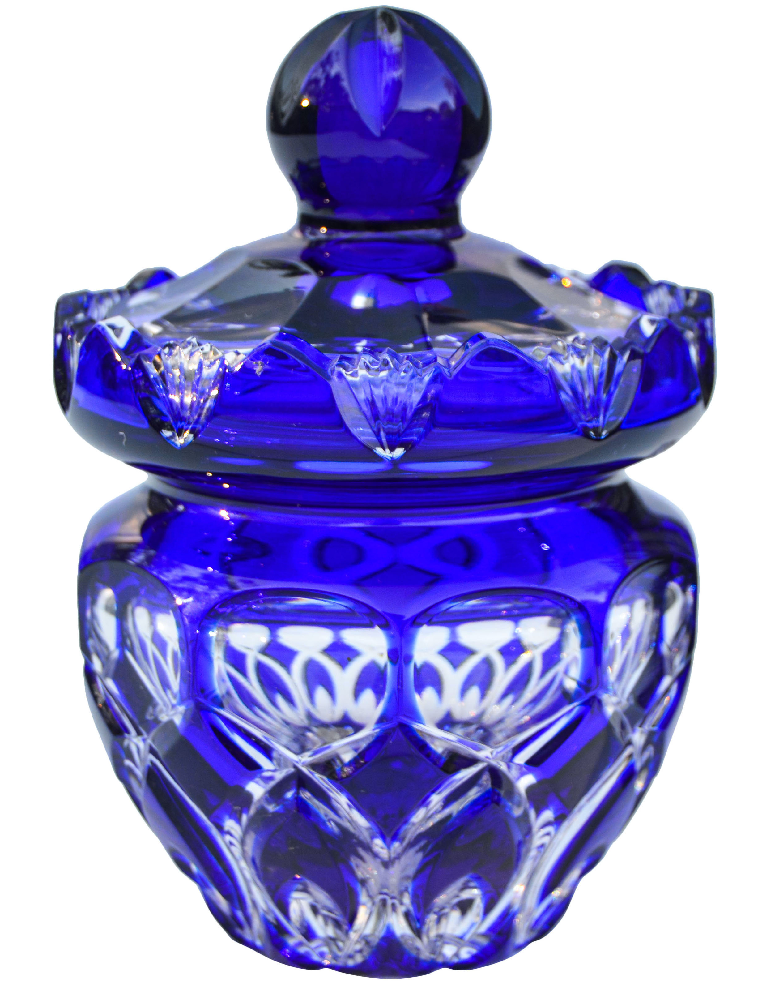The Moroccan Room Cobal Blue Crystal-cut Lidded Vase | Wayfair