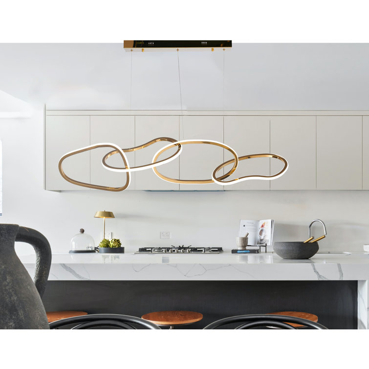 Everly Quinn 4-Light Gold Stainless Steel LED Chandelier With Silicon ...