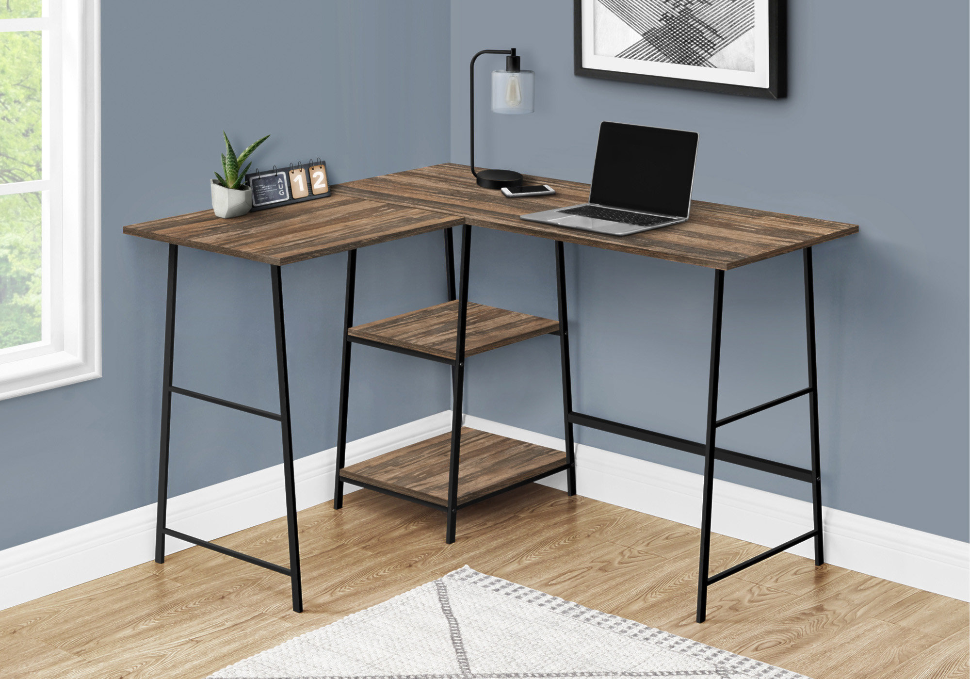Hokku Designs Computer Desk, Home Office, Corner, Storage Shelves, 48"L ...