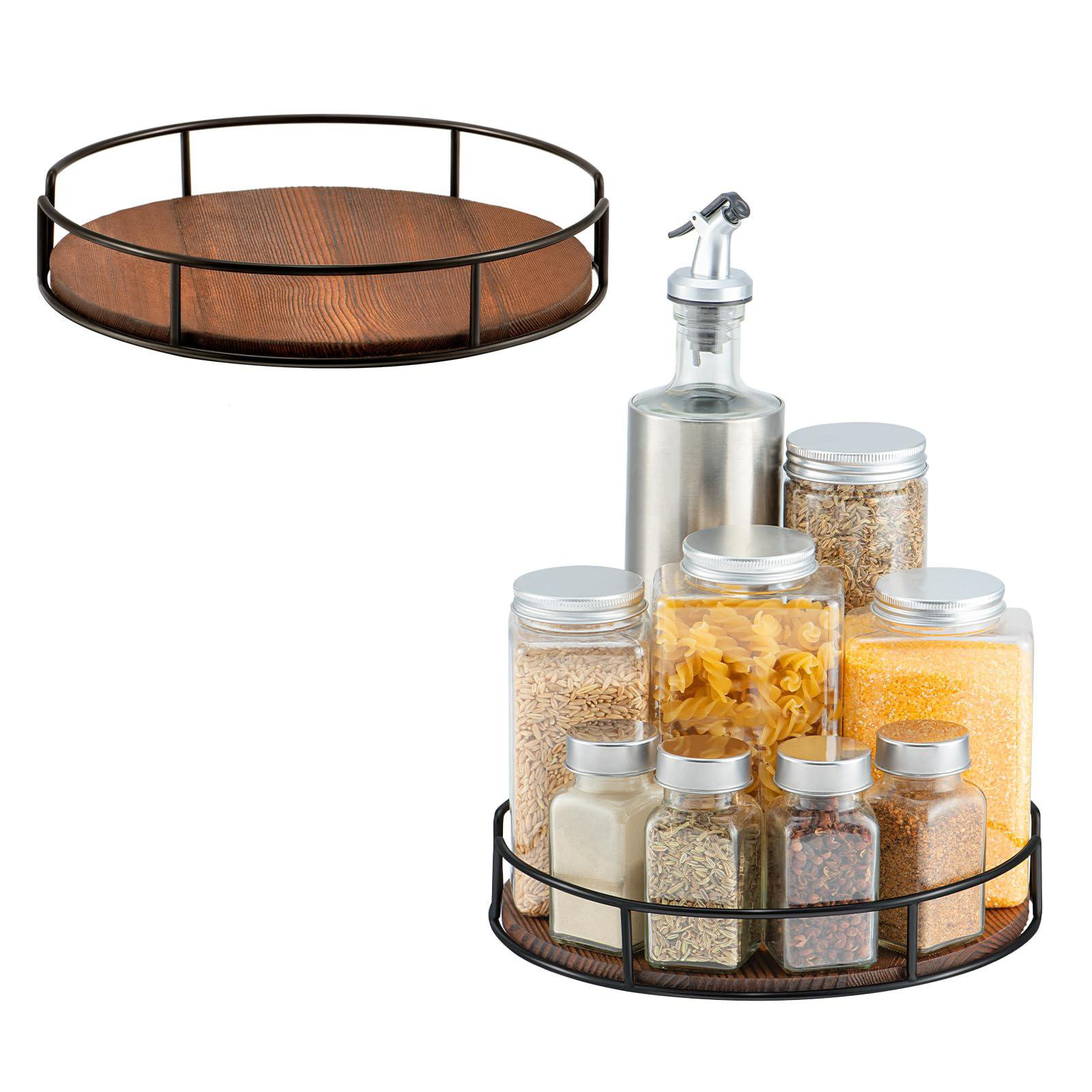 17 Stories 2 Pack Of 9In Lazy Susan Organizer,Non-Skid Wood Turntable ...