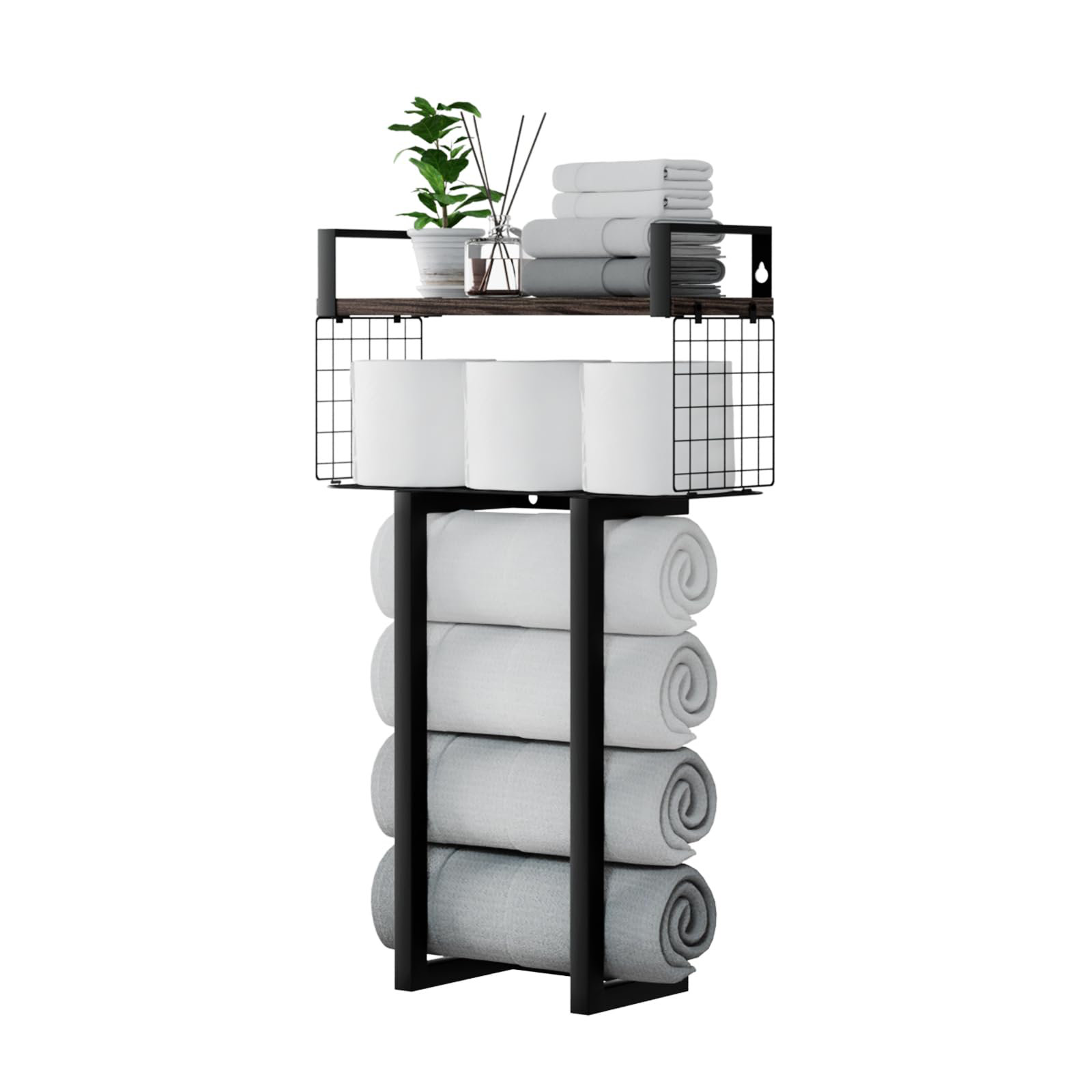 FESITY Towel Rack Wall Mounted with Shelf for Small Bathroom,Multi ...