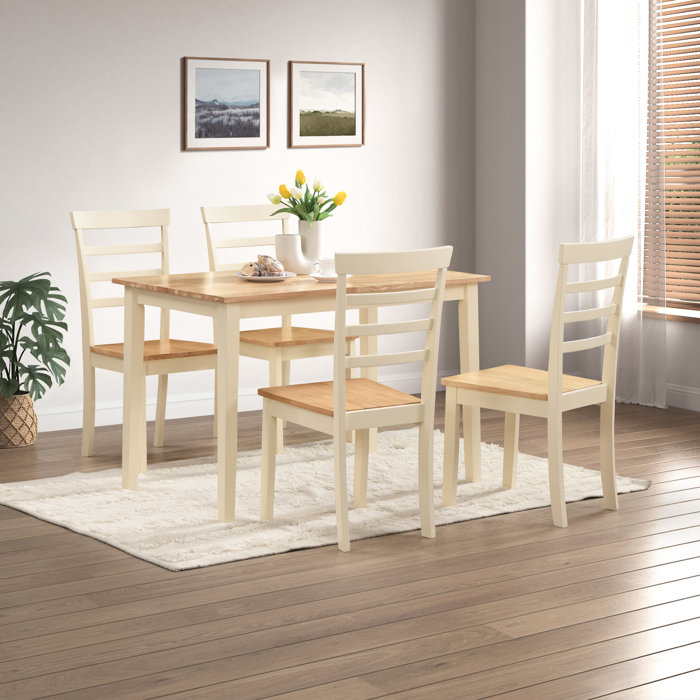 Marlow Home Co. Alissah Solid Wood Farmhouse Dining Table Set with x4 ...