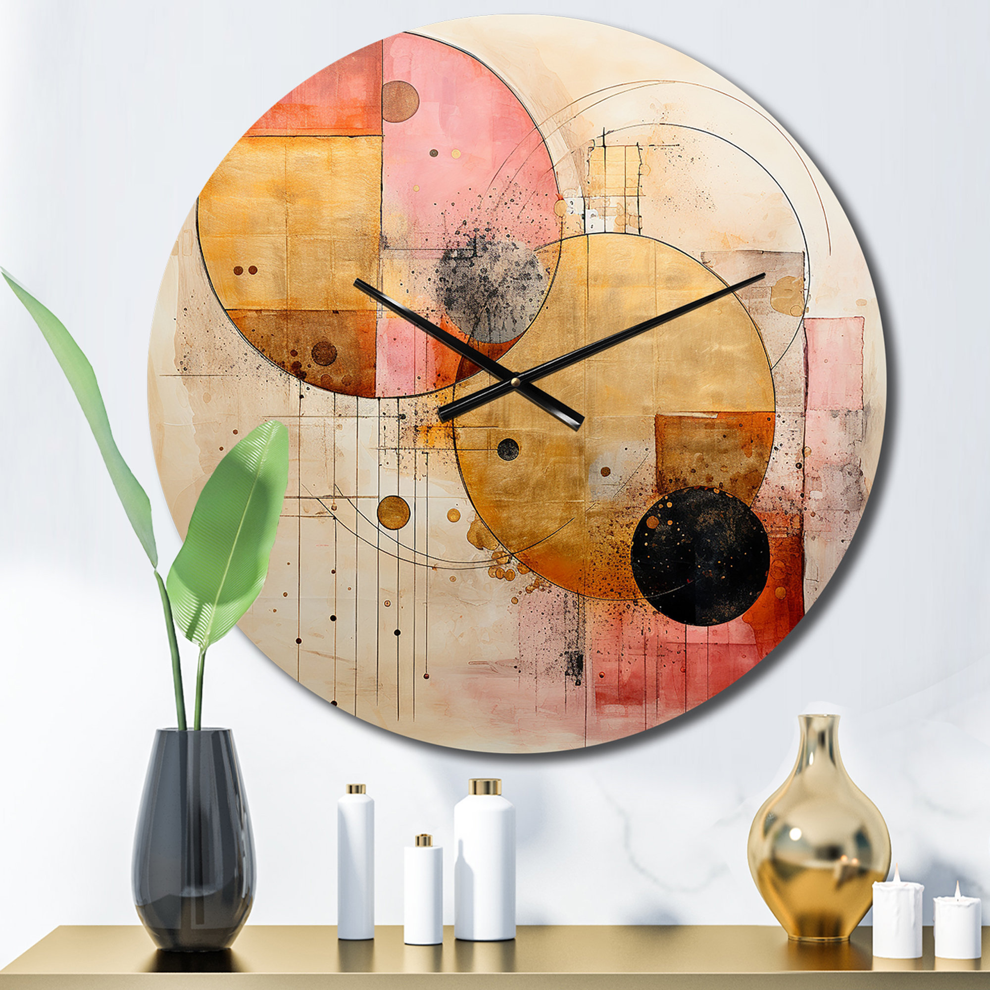 Design Art Escape To Serenity Vintage Pink Gold III - Modern Geometric ...