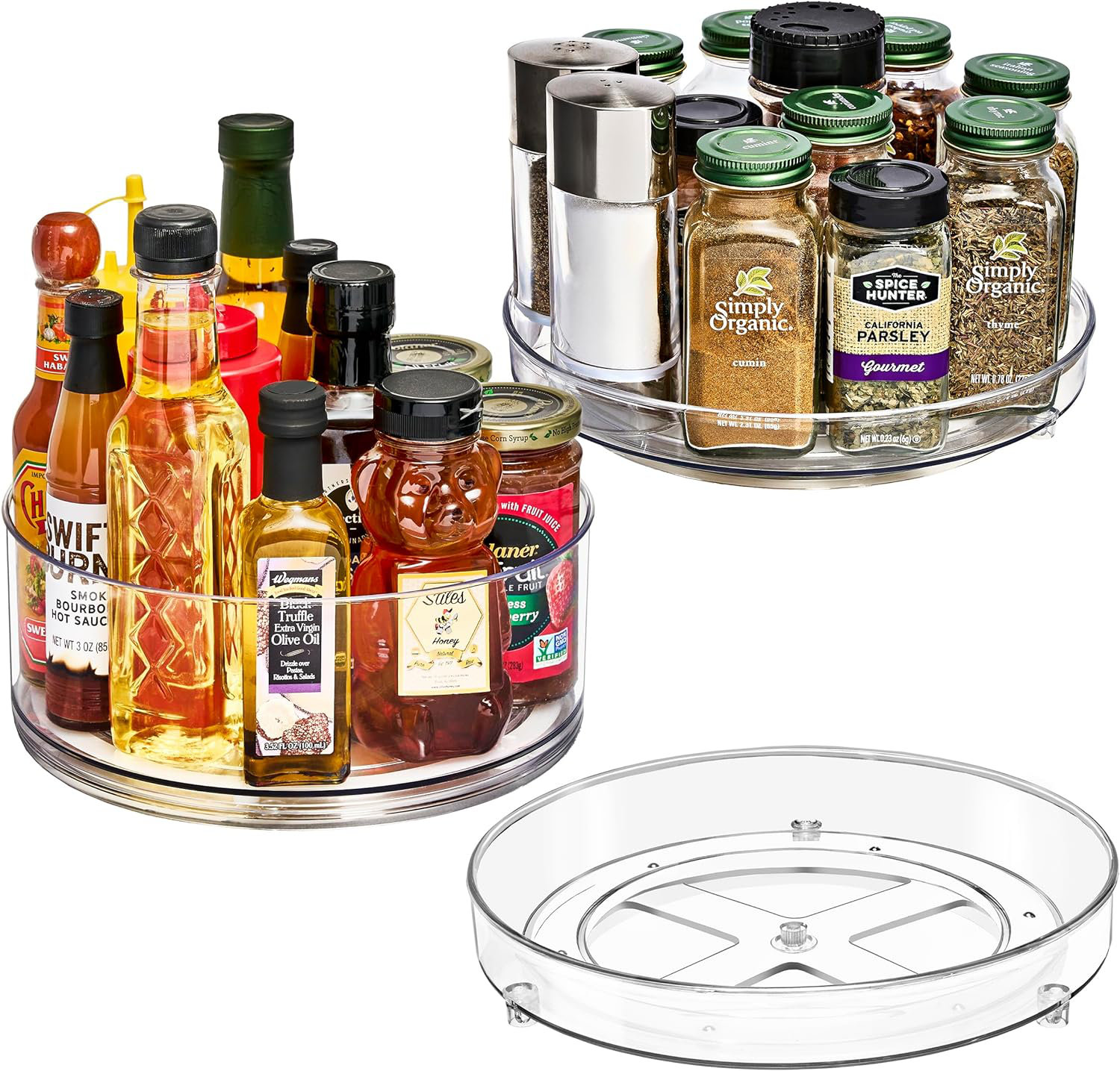 Sorbus 2 Flat and 1 Deep Acrylic Lazy Susan Organizers Set | Wayfair