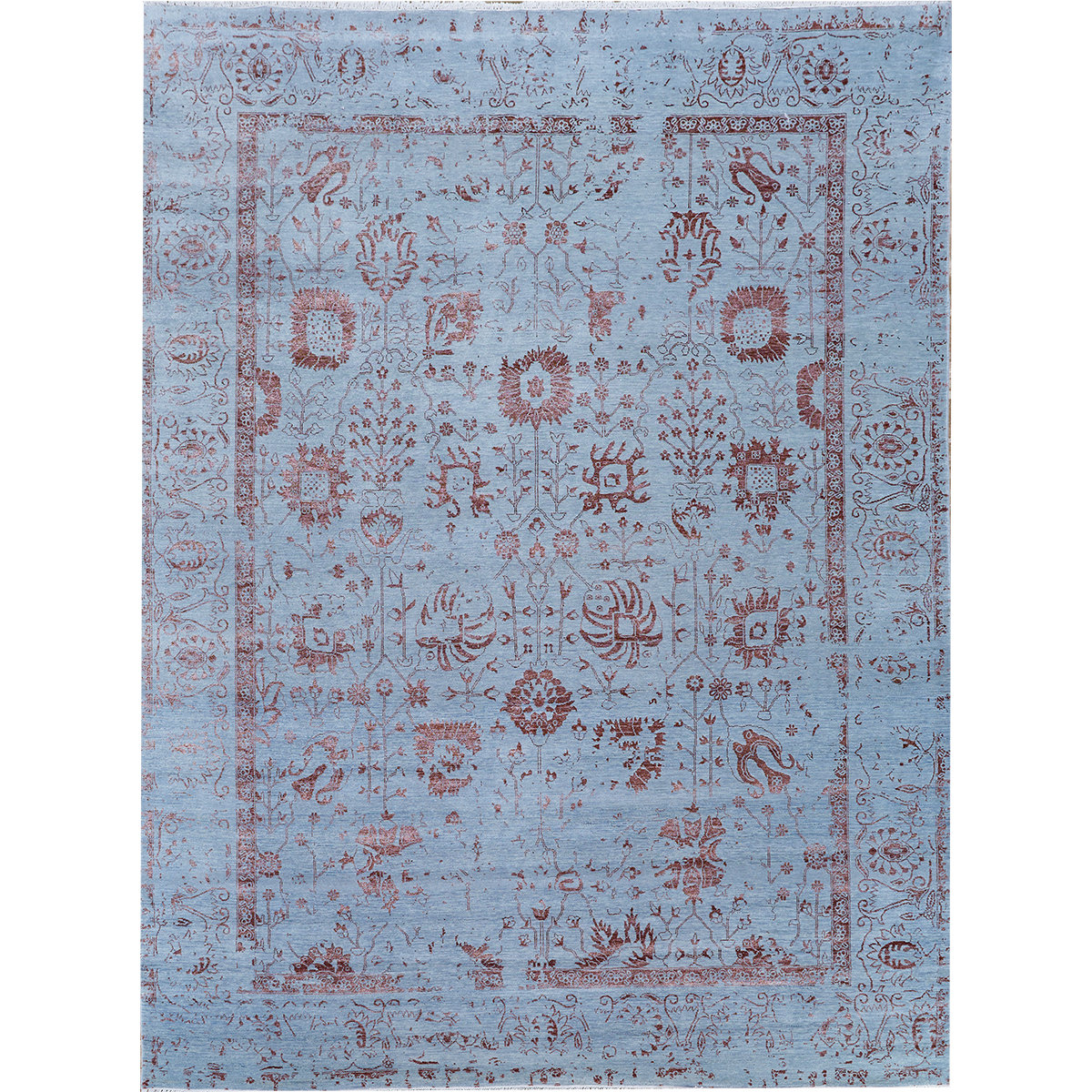 Bokara Rug Co., Inc. Hand-Knotted High-Quality Light Blue and Brown ...