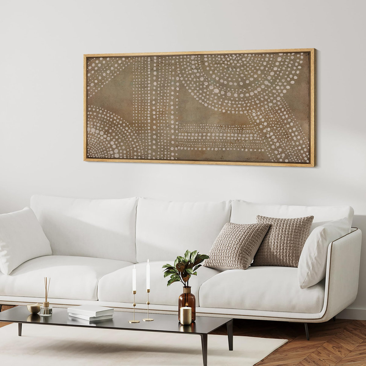 IDEA4WALL Mid Century Shape Abstract Dot Matrix Canvas Art In Earth ...