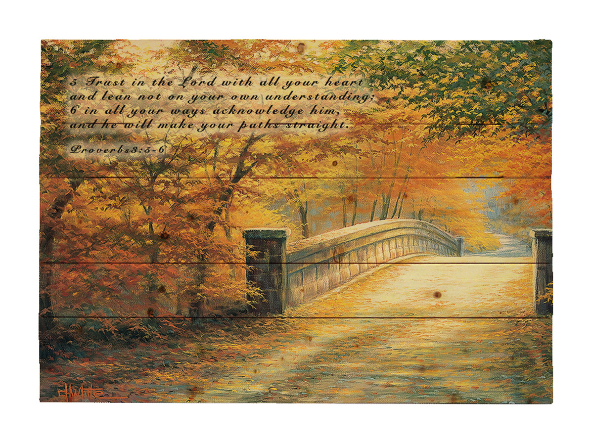 The Finishing Touch 'Pallet Autumn Bridge' Graphic Art Print on Wood ...