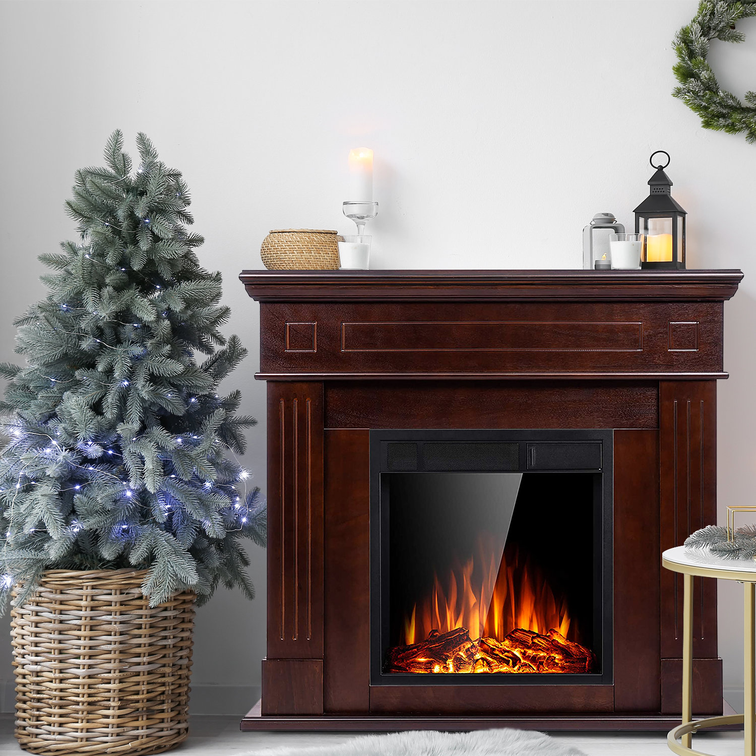 Winston Porter Tarijah 43" 1500W Electric Fireplace Mantel W/ Realistic ...