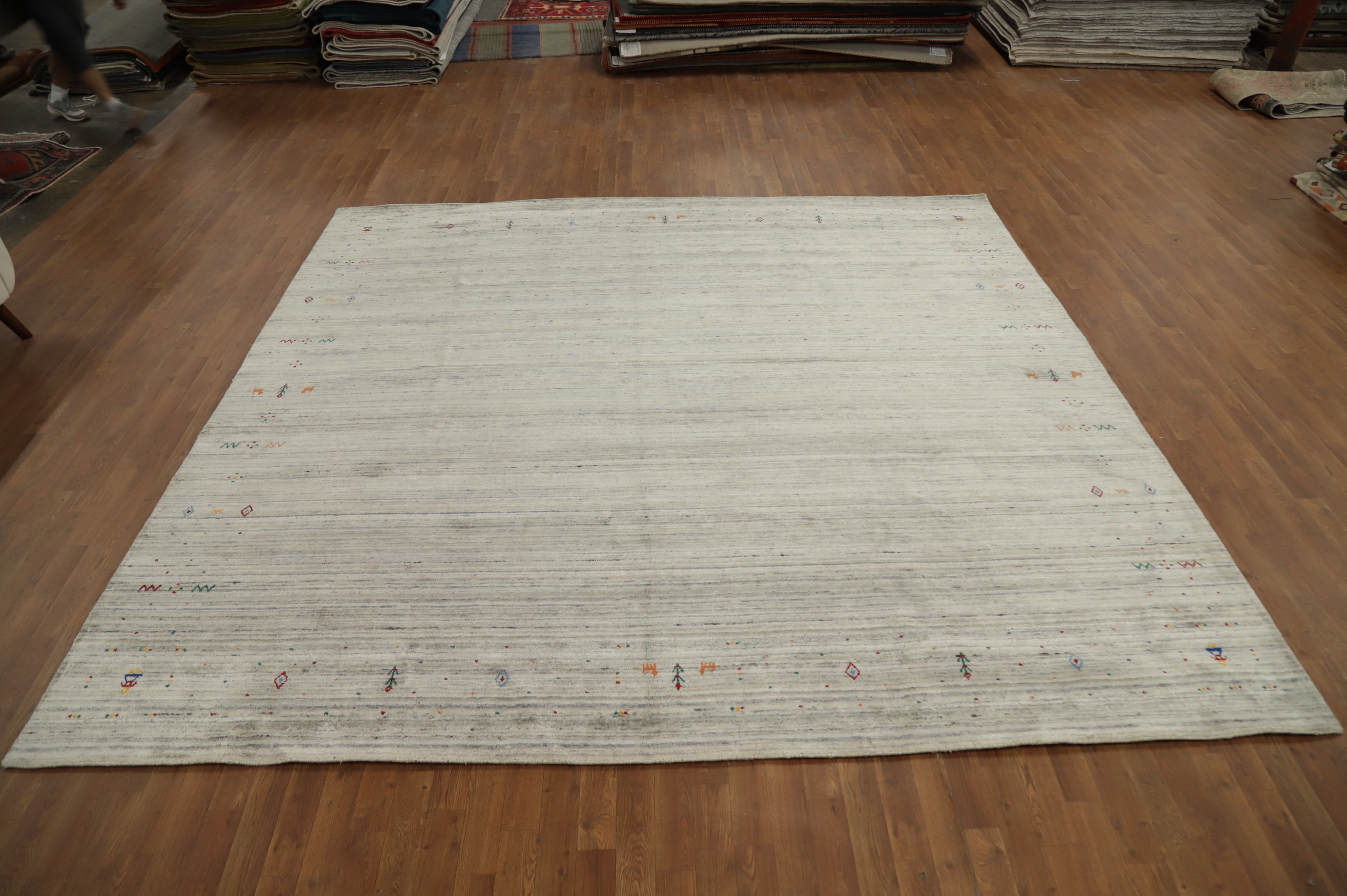 Isabelline Elegant Minimalist Gabbeh Style Area Rug 10x10 with Subtle ...
