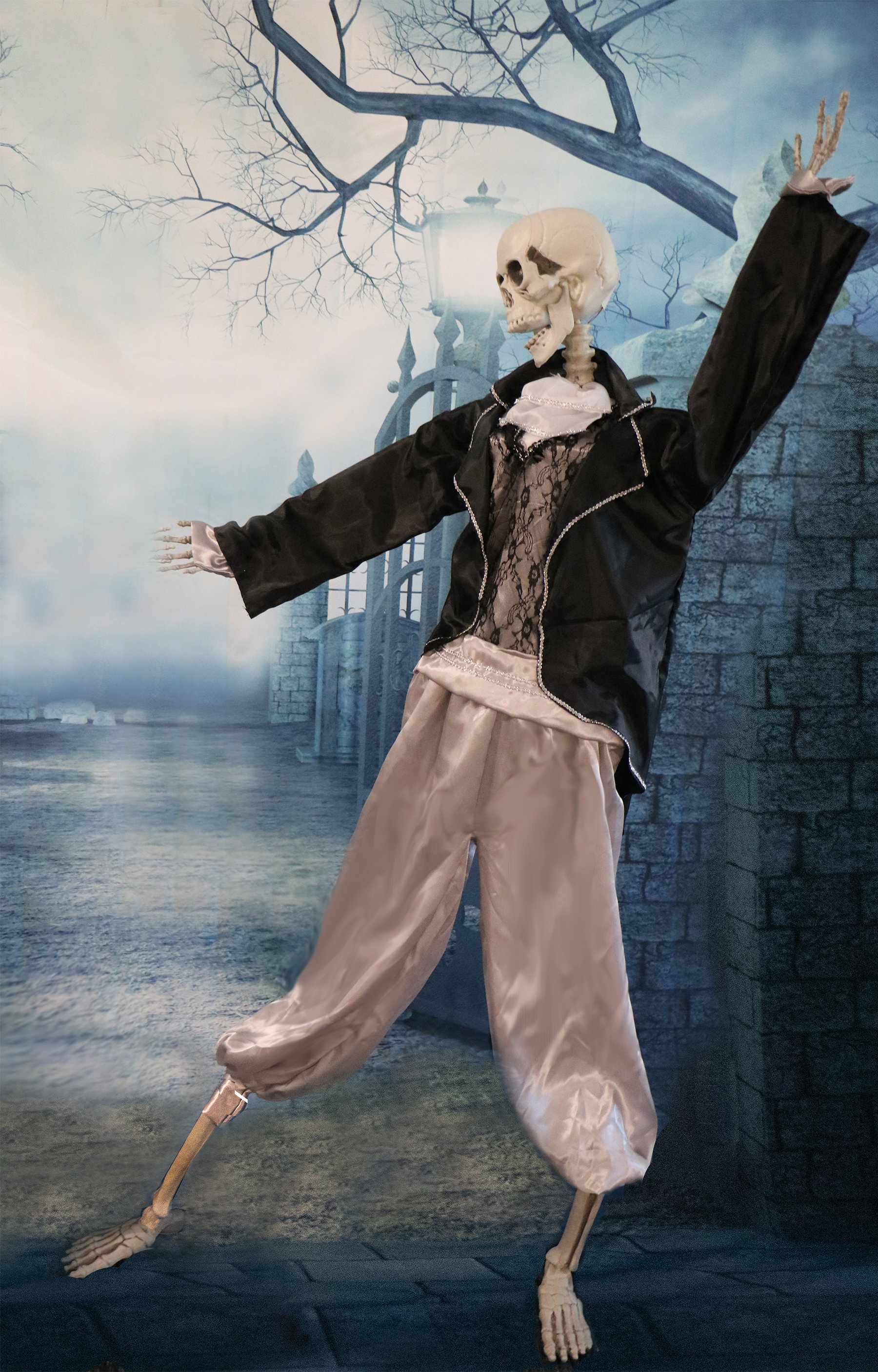Haunted Hill Farm Life-Size Scary Talking Skeleton Groom, Halloween ...